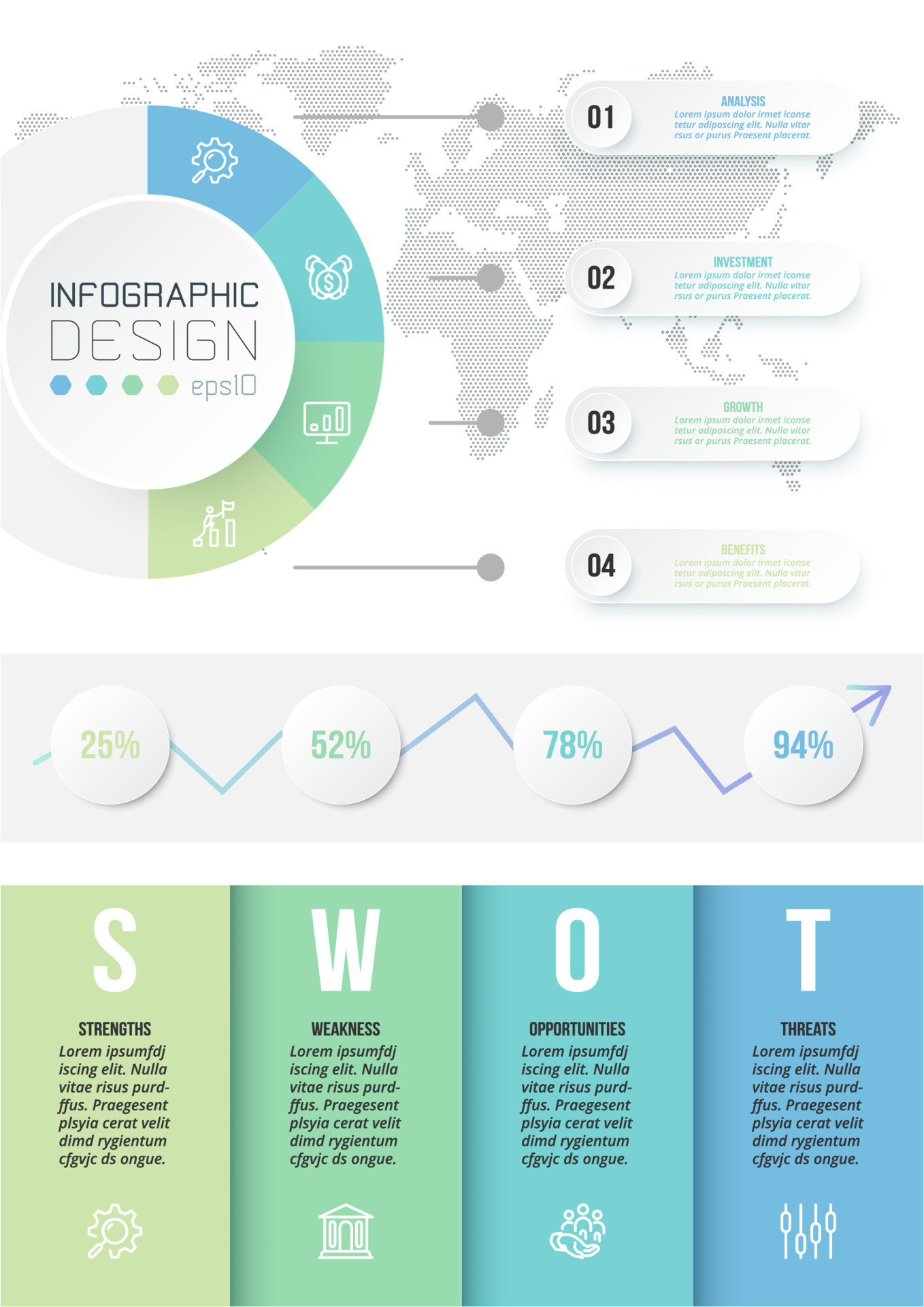 Business Concept Infographic Template With Swot Analysis 17181000 Vector Art At Vecteezy