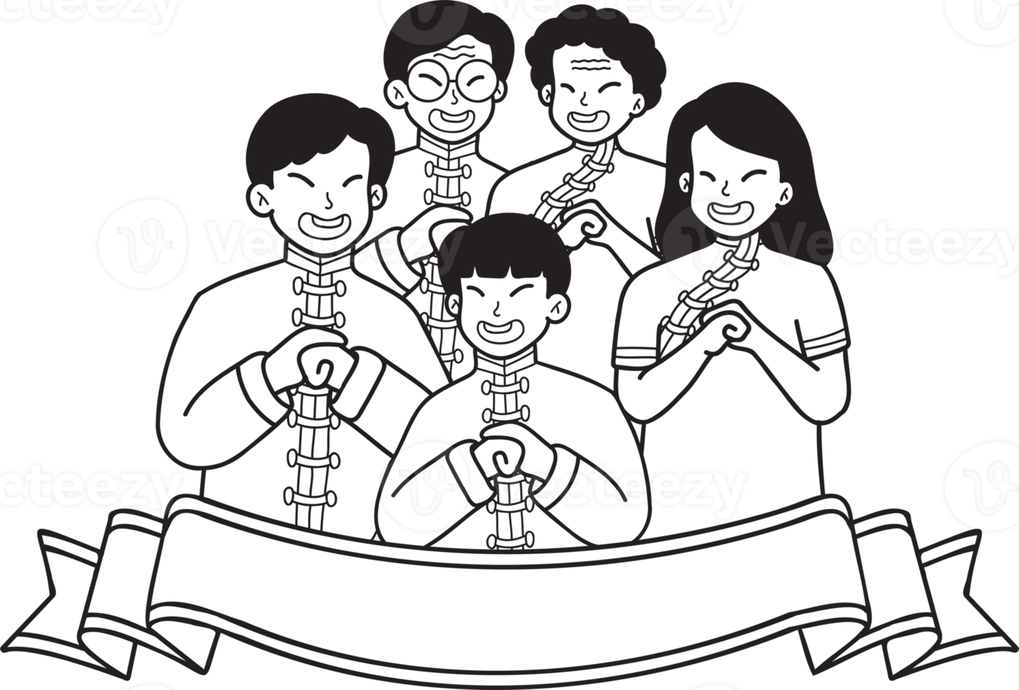 Hand Drawn Chinese New Year and Chinese family illustration 17182164 PNG