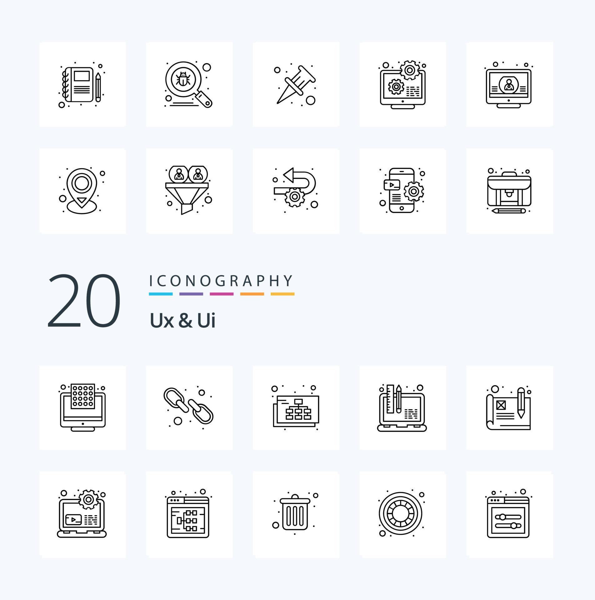 20 Ux And Ui Line icon Pack like usability laptop map web design ...