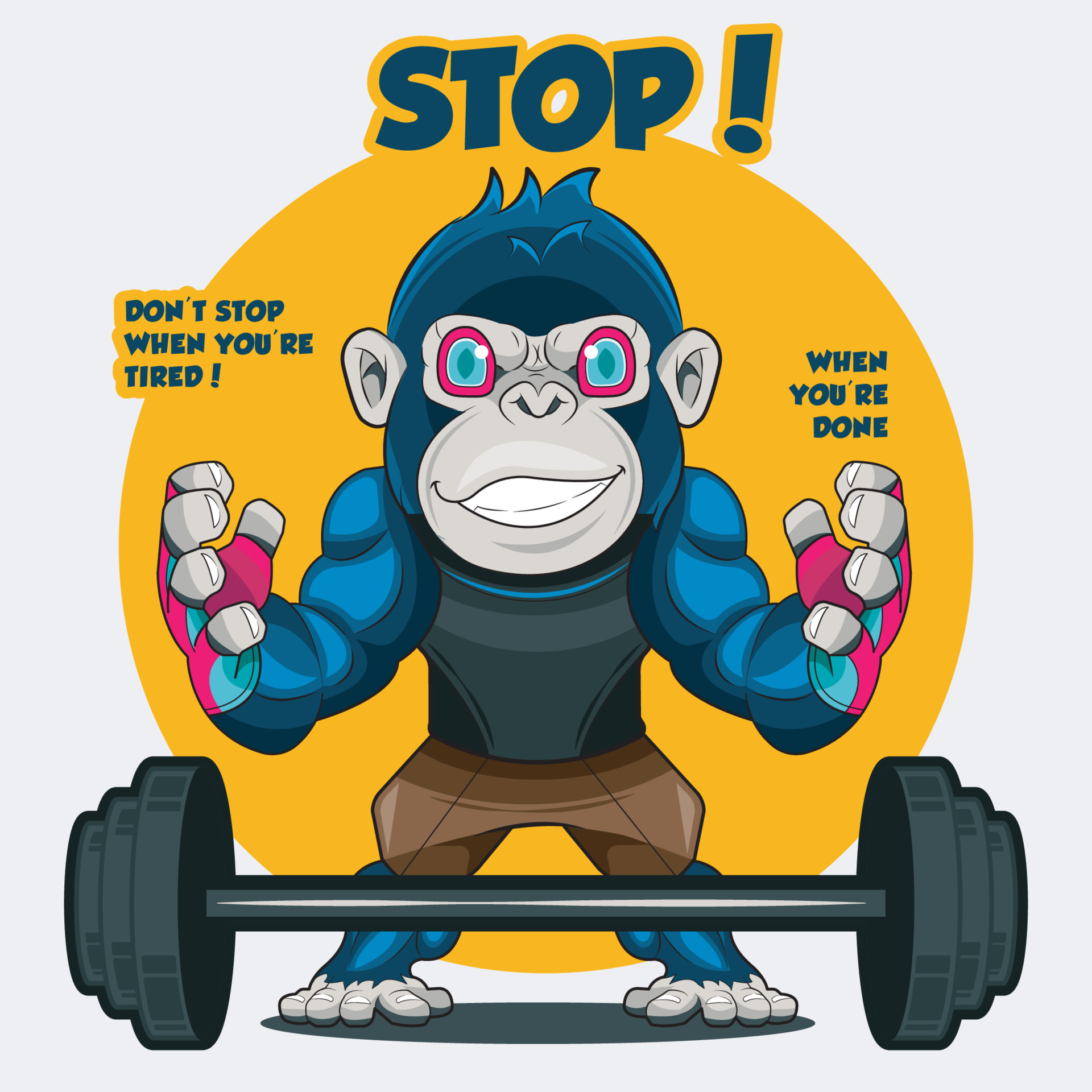 Motivational Quotes. Gorilla workout with spirit vector illustration ...