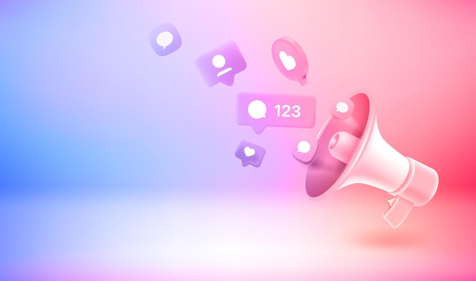 Using social media network notifications. 3d vector banner with copy space 17187671 Vector Art ...