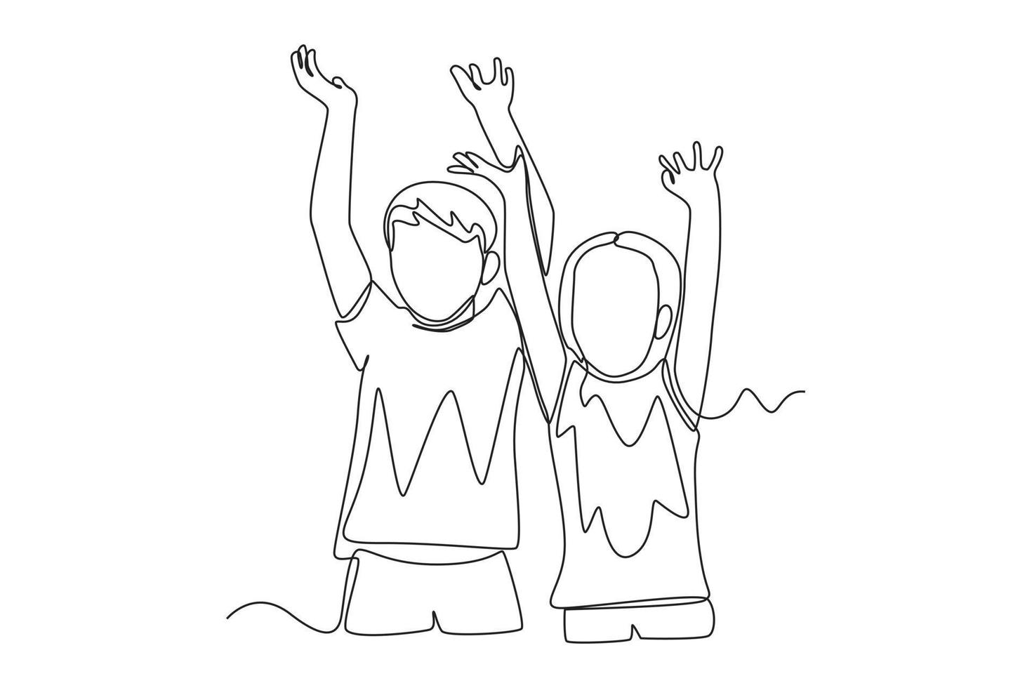 Continuous one line drawing Kids having fun. Hangouts With Friends ... Continuous one line drawing Kids having fun. Hangouts With Friends ...