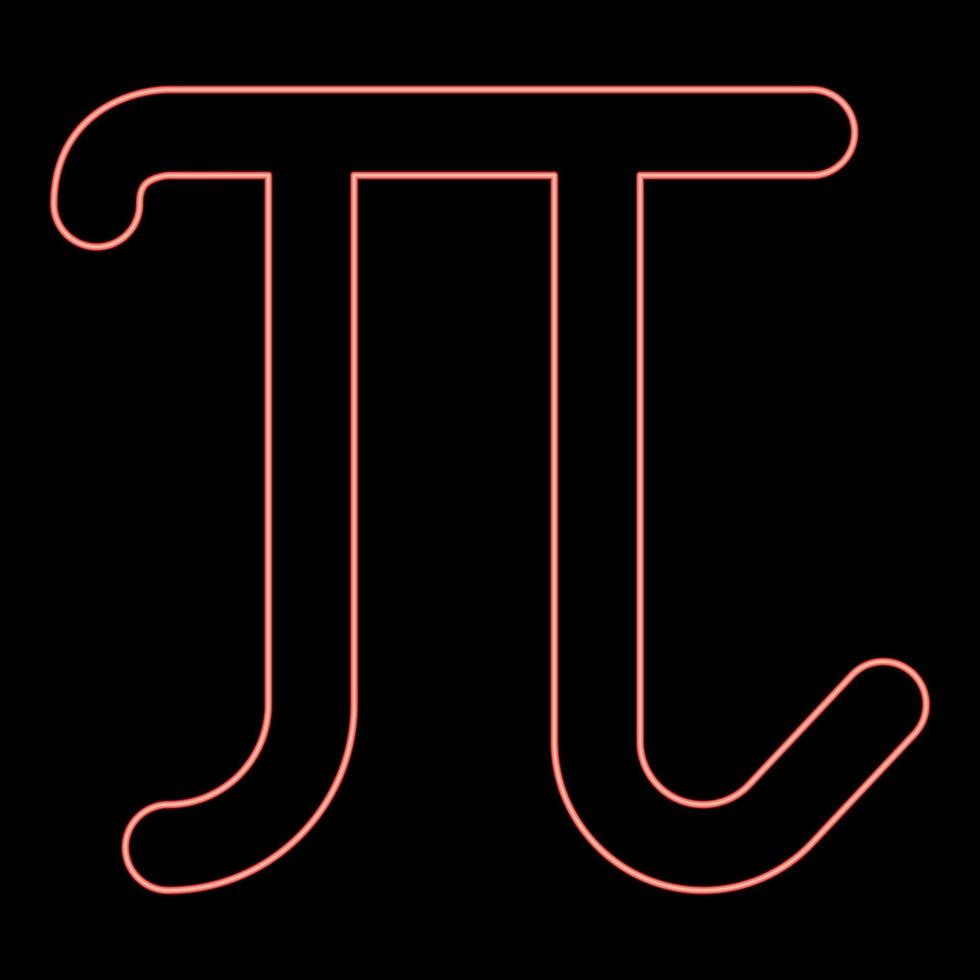 Neon Pi Greek Symbol Small Letter Lowercase Font Red Color Vector