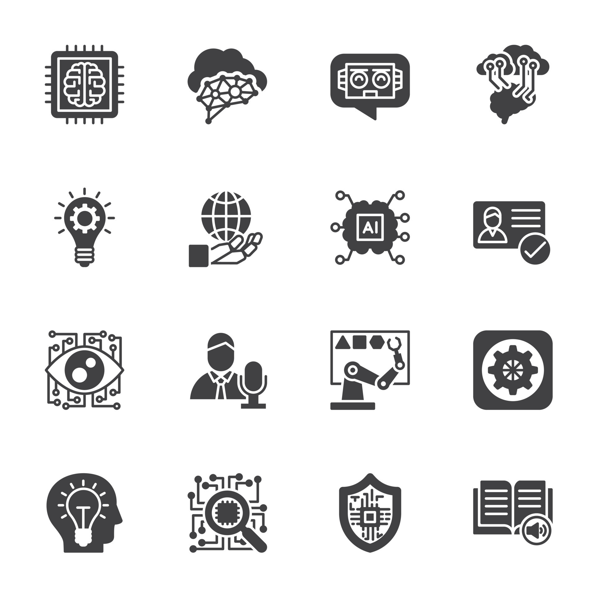 Ai Artificial Intelligence Technology And Machine Learning Icons