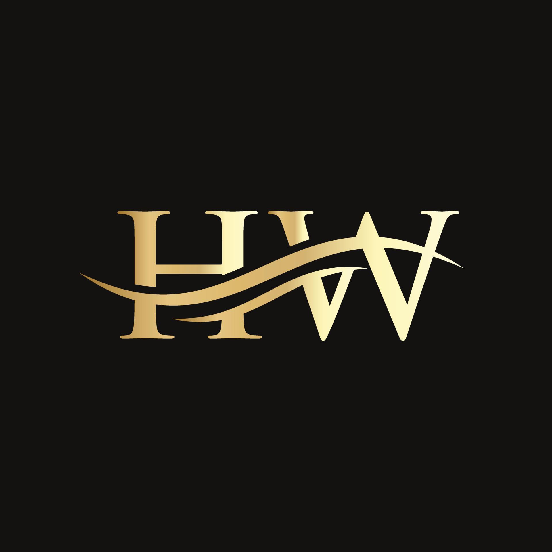 vector de logotipo hw de onda de agua. diseño de logotipo swoosh letter hw para identidad ...