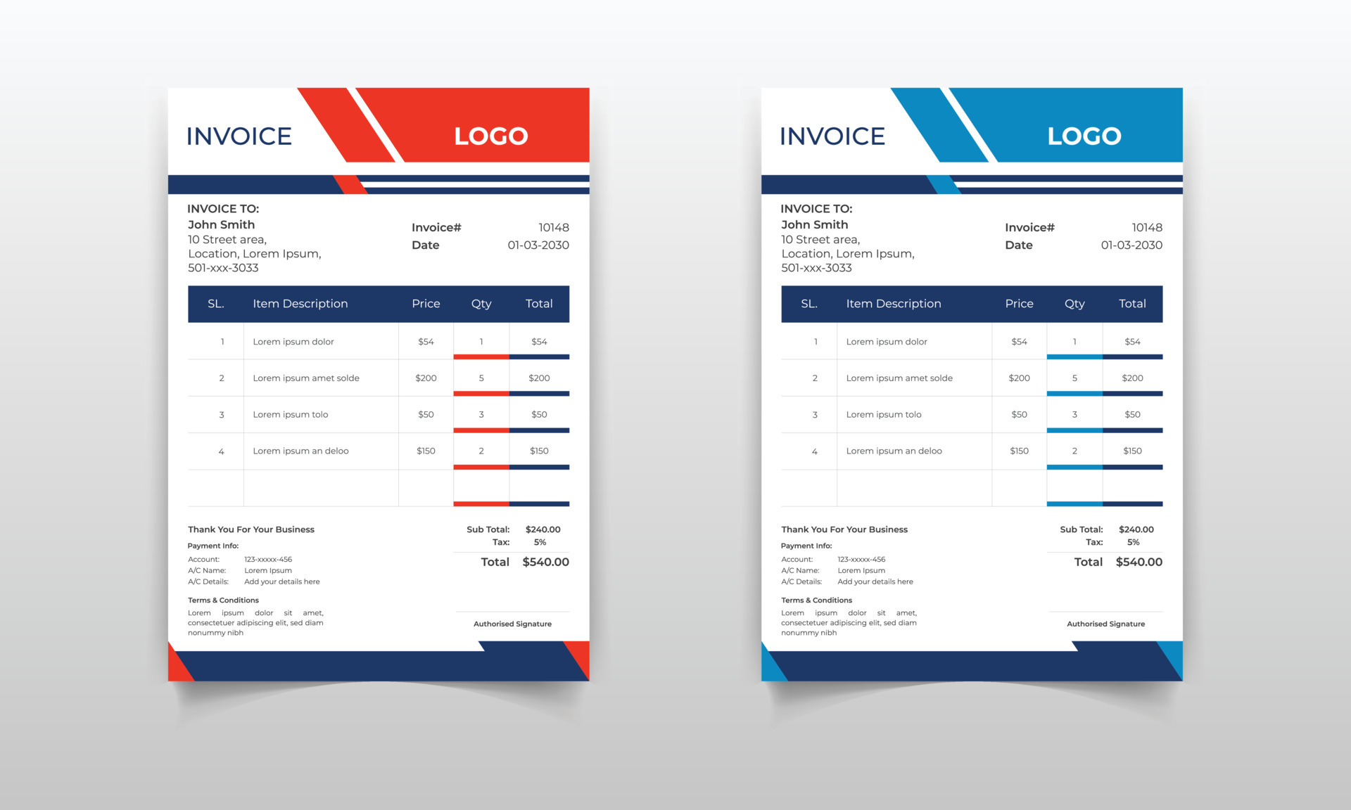 Modern A4 A5 A6 A7 Invoice Or Bill Receipt Design Template For Word Modern A4 A5 A6 A7 Invoice Or Bill Receipt Design Template For Word