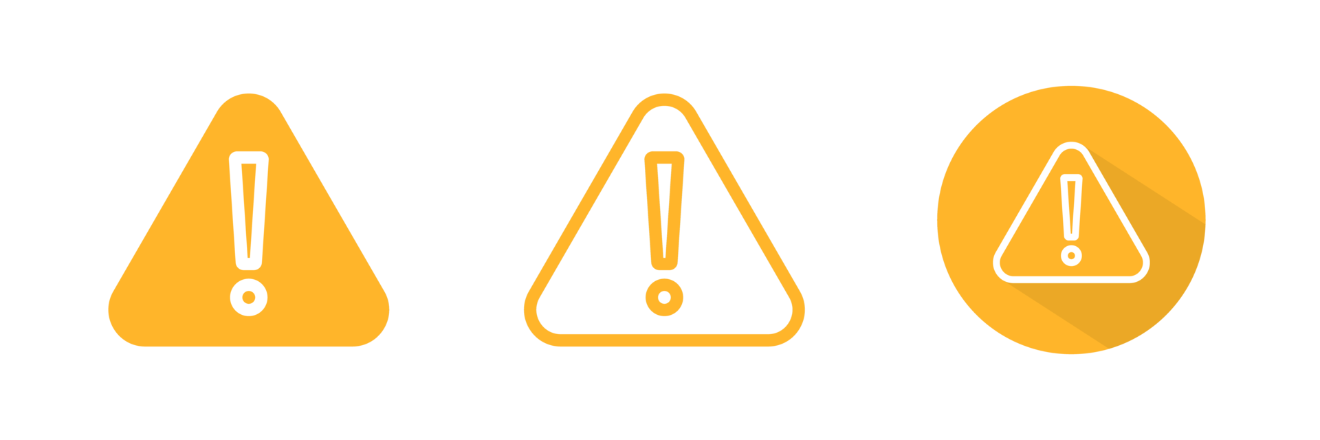 Free Warning Sign Flat Line Shadow Yellow Icon Set Png Illustration 17193873 PNG with ...