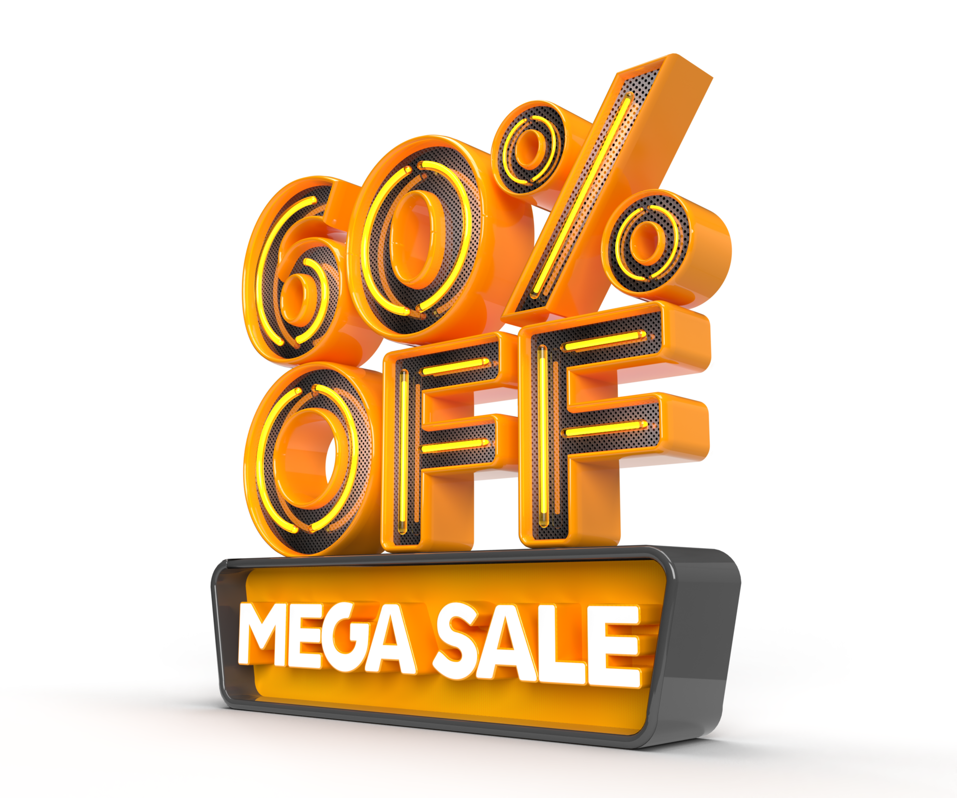 Mega Sale 60 Percent Off Left Side View 3D Render Object 17193900 PNG mega-sale-60-percent-off-left-side-view-3d-render-object-17193900-png