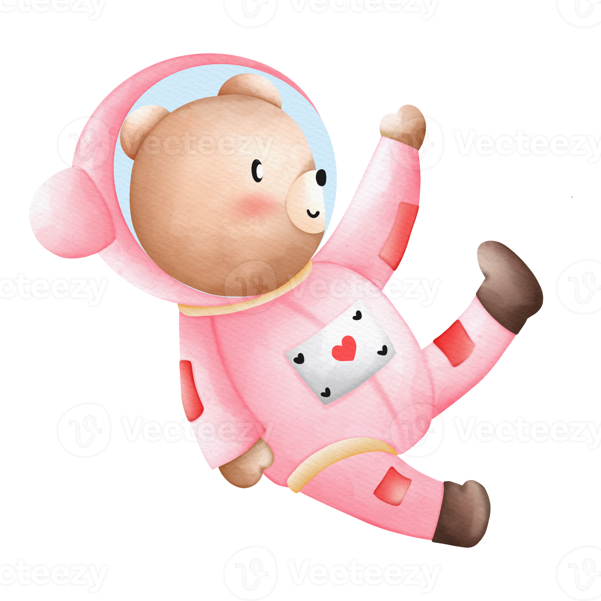 watercolor cute bear in an astronaut suit in space, children ...