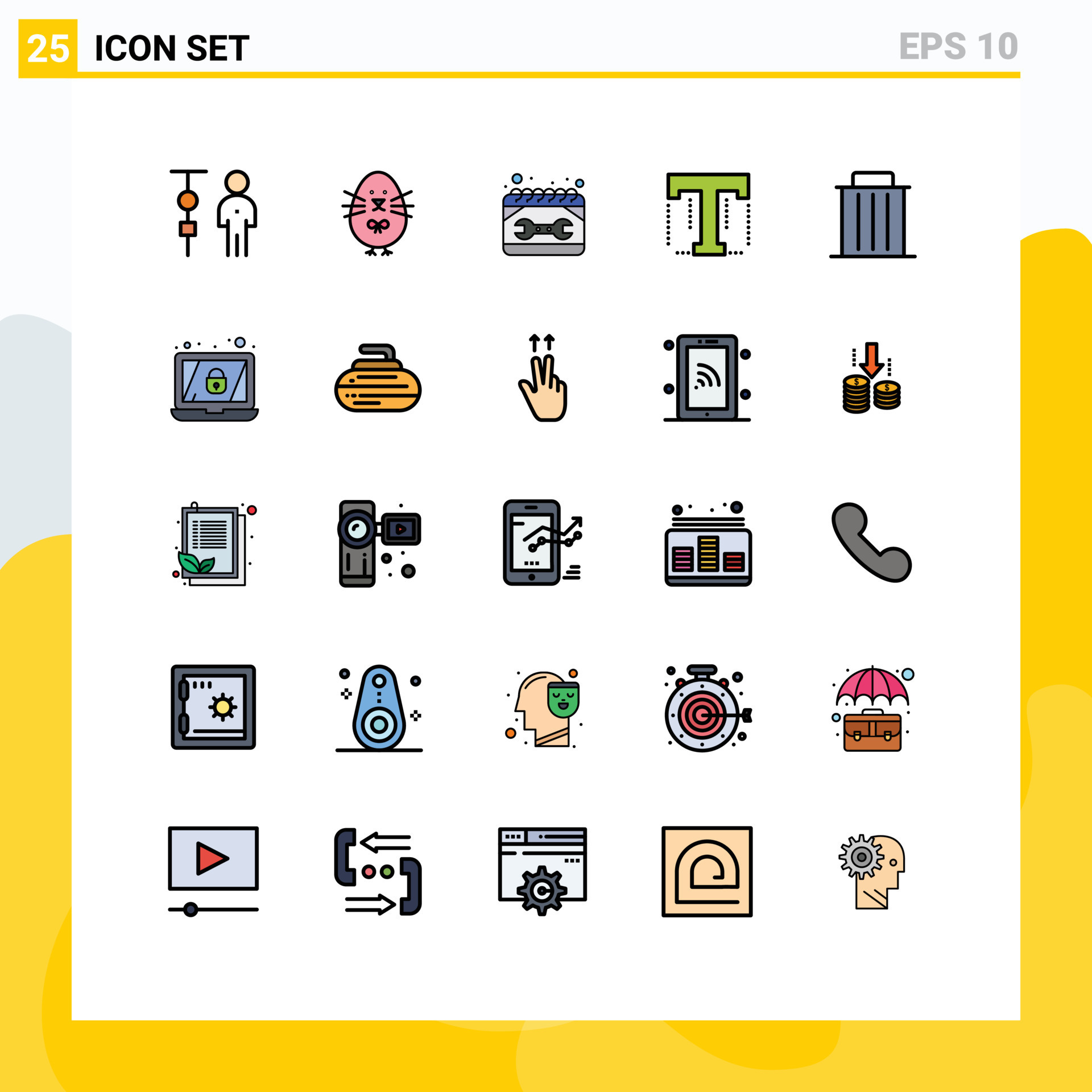 25 User Interface Filled Line Flat Color Pack Of Modern Signs And Symbols Of Designer Text Happy