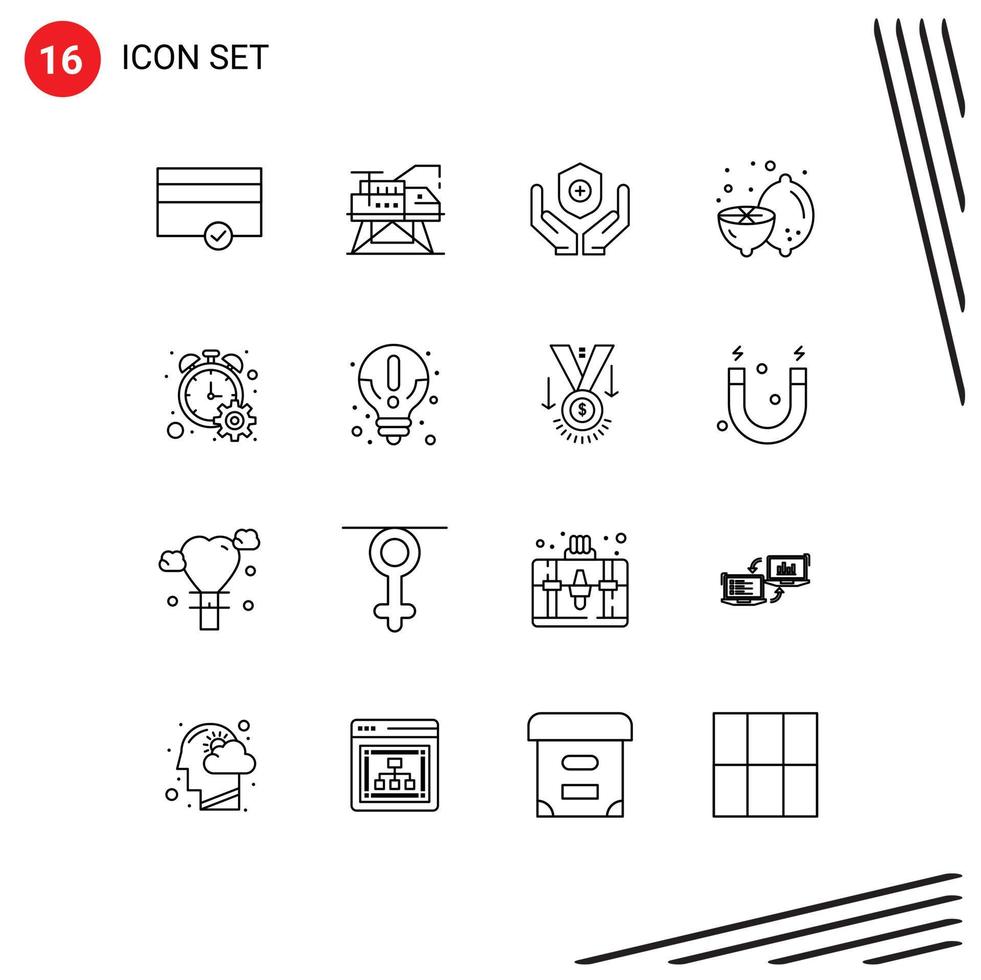 16 User Interface Outline Pack of modern Signs and Symbols of progress ...