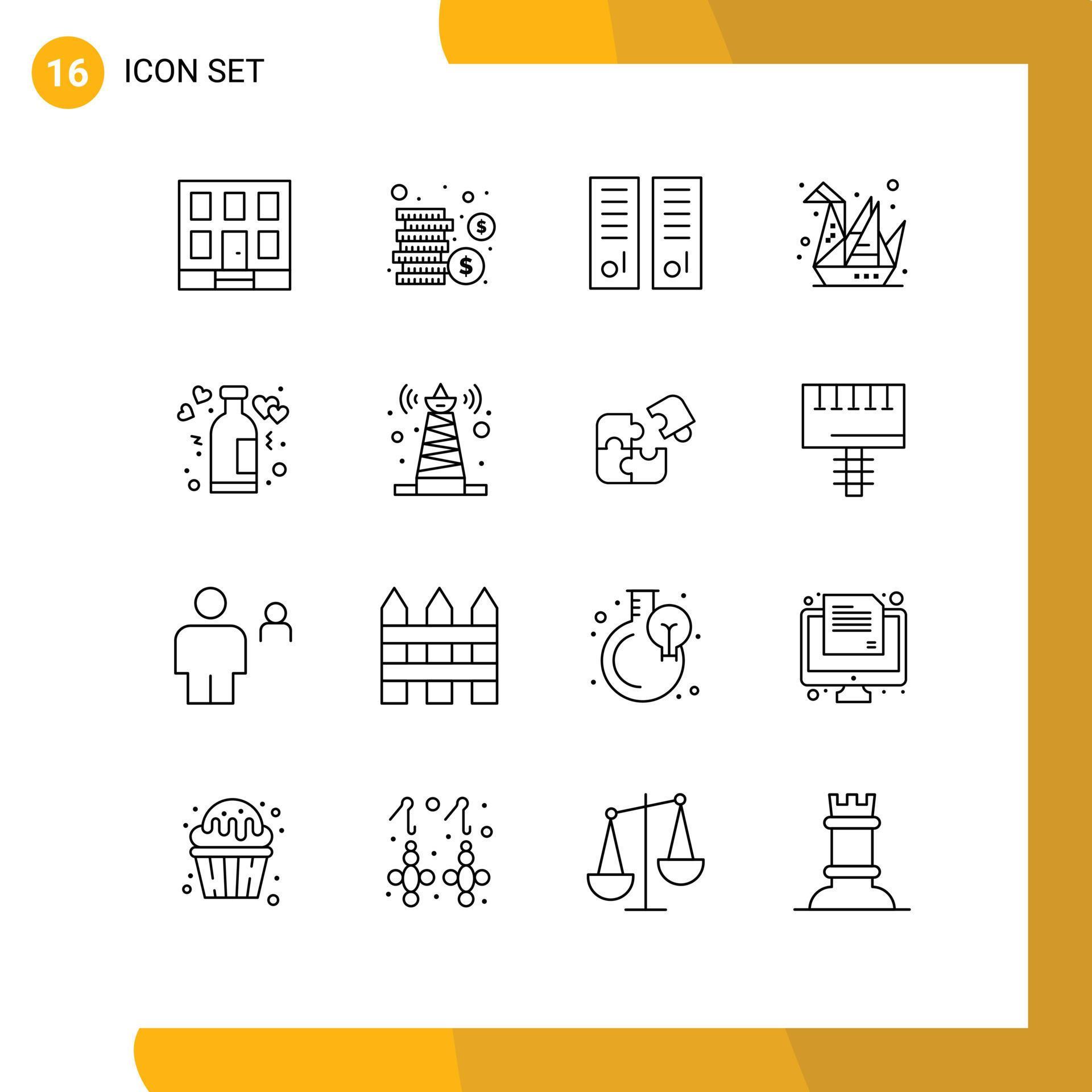 16 Universal Outlines Set For Web And Mobile Applications Lifestyle Paper Lockers Origami Design