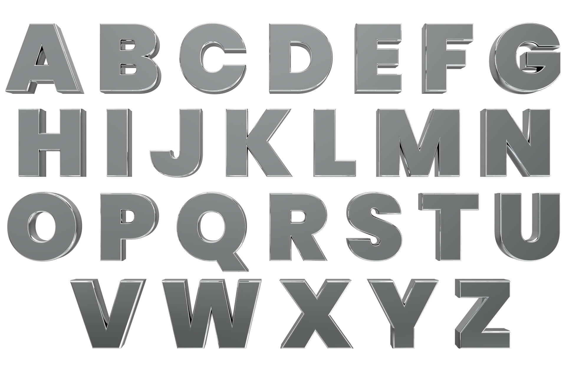 3d Silver ABCD on Transparent Png Background - 3D alphabet 17196614 PNG