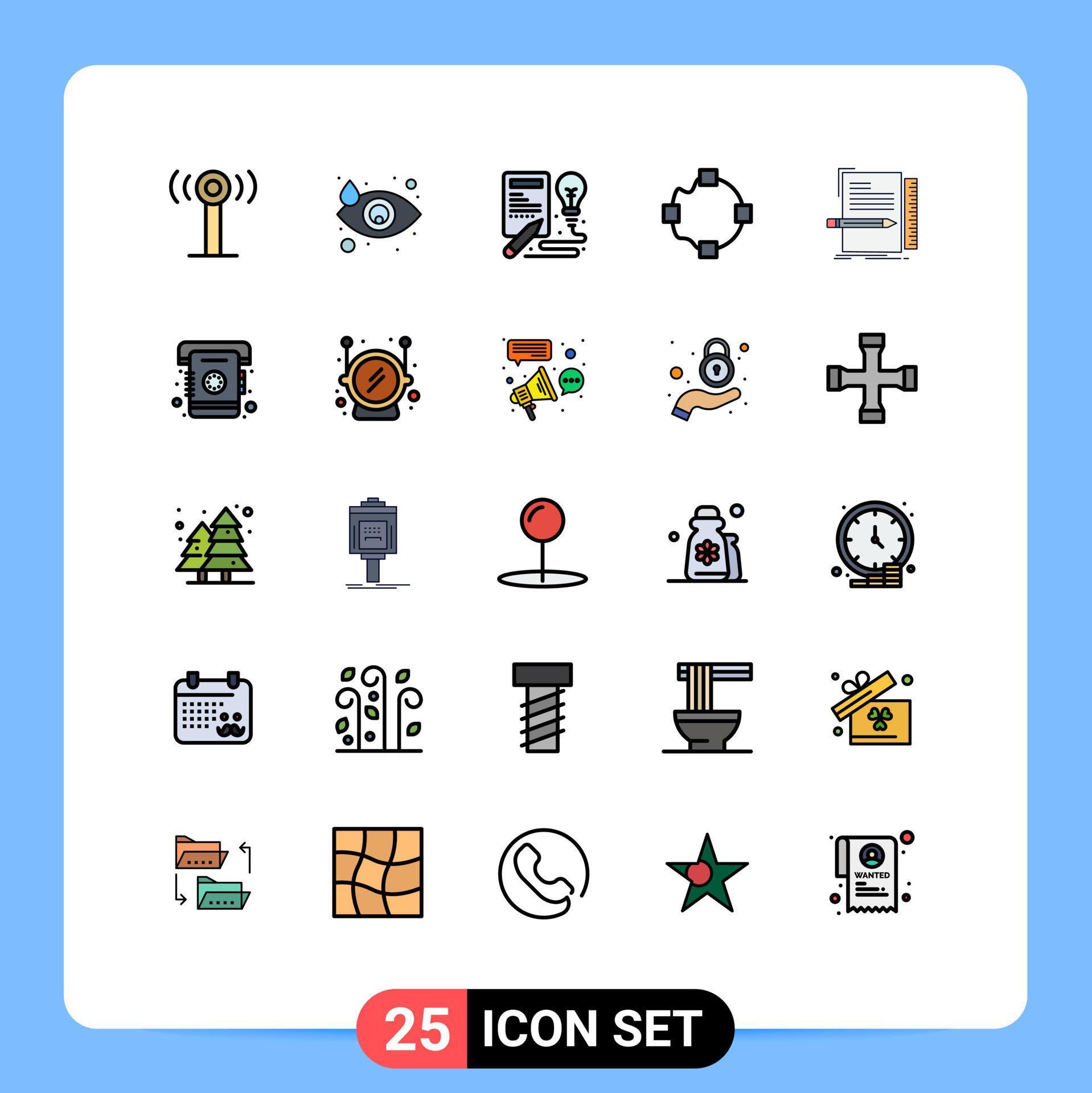 25 Universal Filled line Flat Color Signs Symbols of programming coding ...