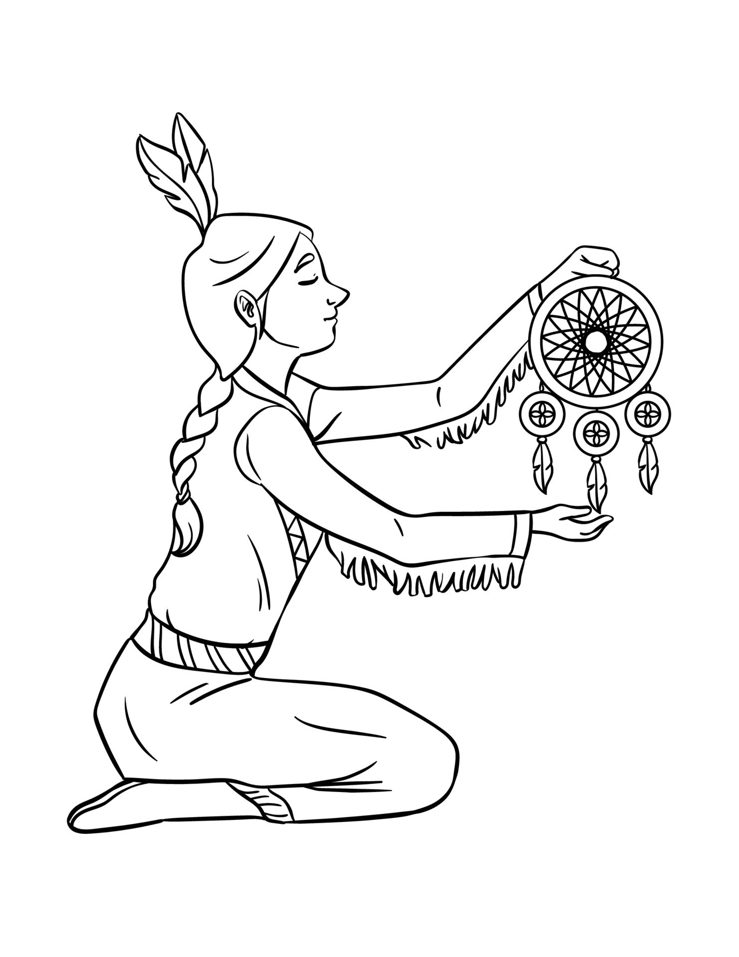 Native American Indian Girl Dreamcatcher Isolated 17197843 Vector Art