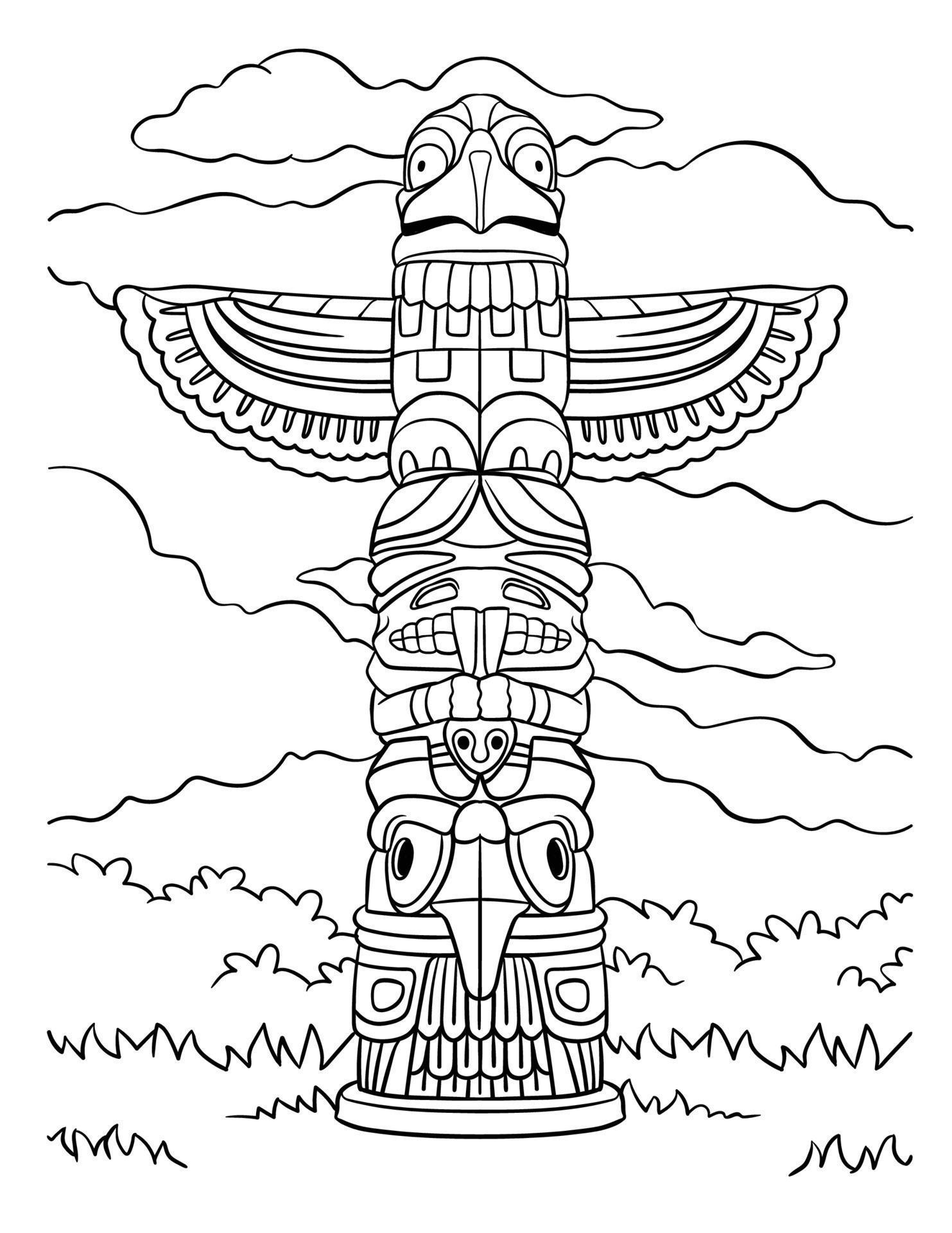 Página Para Colorear De Tótem Indio Nativo Americano 17197935 Vector En Vecteezy