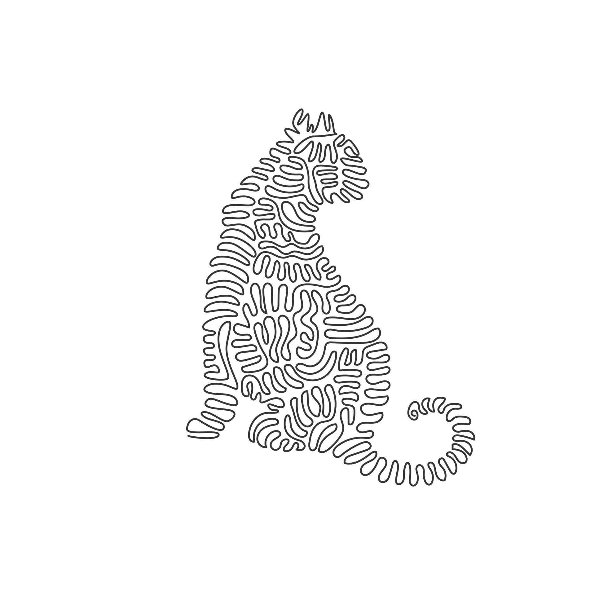 Single One Line Drawing Of Cute Cat Sitting Abstract Art Continuous Line Draw Graphic Design