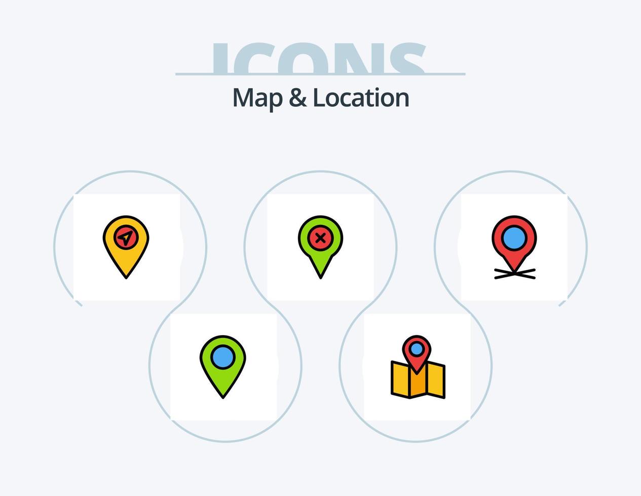 Map and Location Line Filled Icon Pack 5 Icon Design. map. mobile. location. pointer. location ...