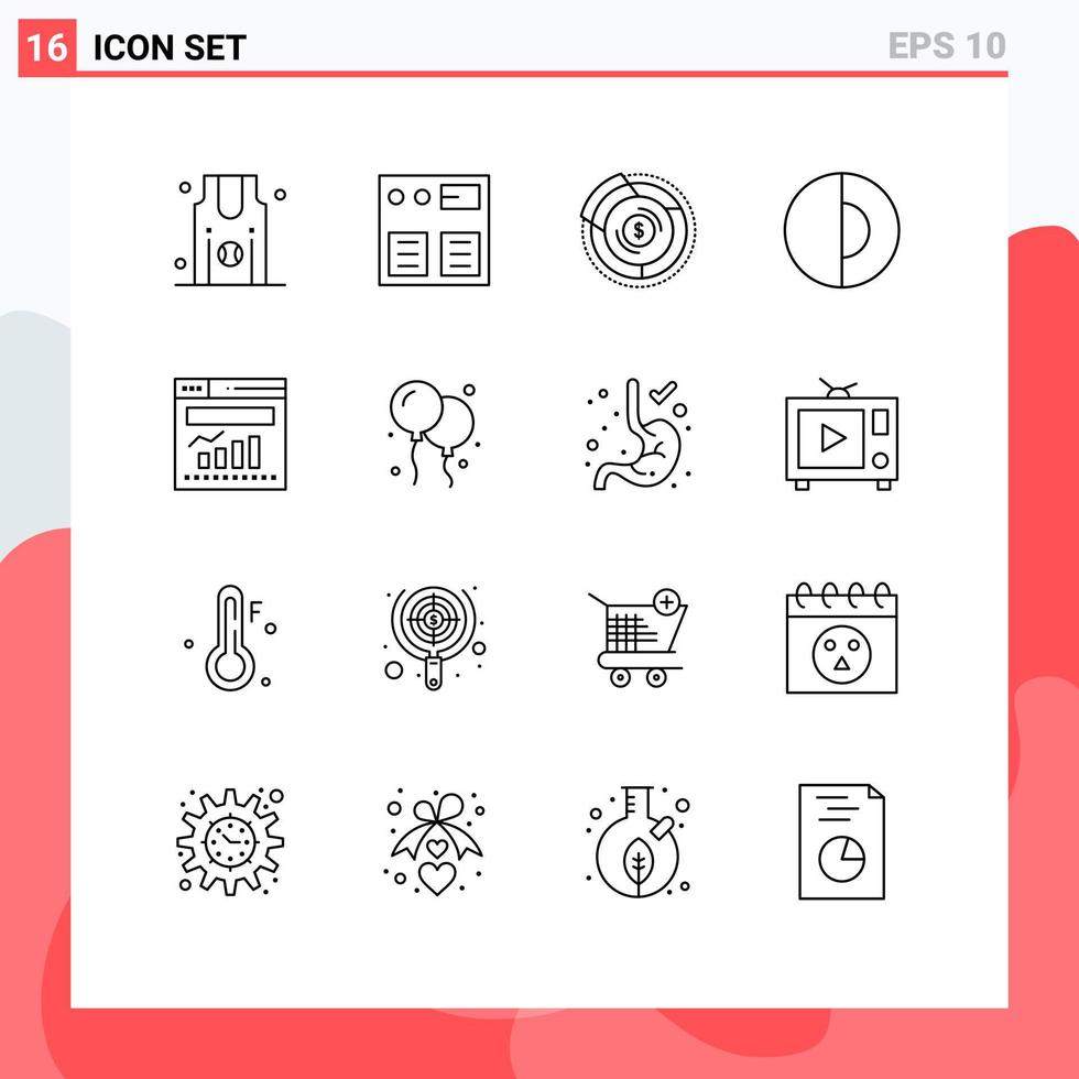 16 Thematic Vector Outlines And Editable Symbols Of Chart Nature