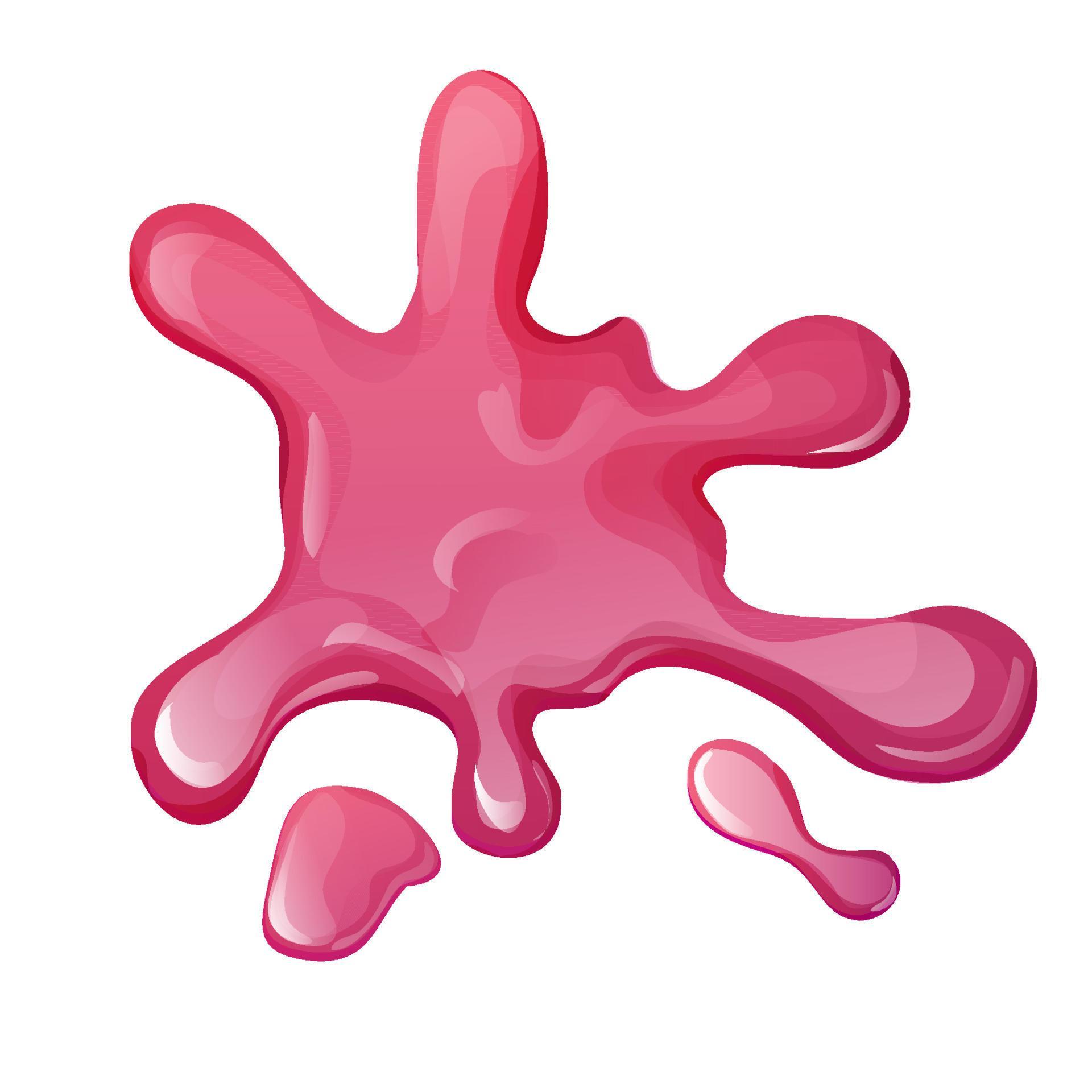 Slime splat, pink bright sticky jelly drop with glitter in cartoon style isolated on white ...