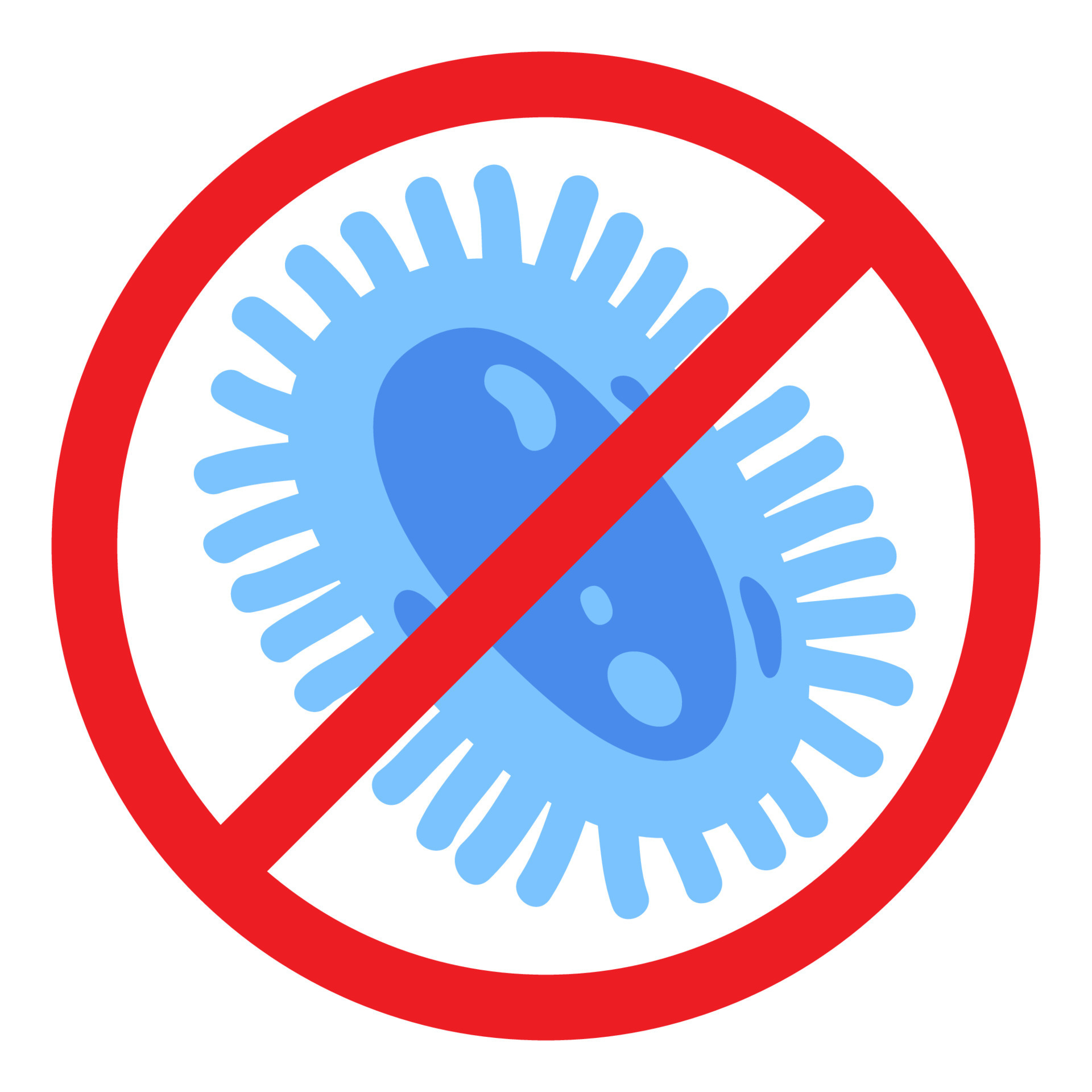 icono de defensa antibacteriana. detener el signo de prohibición de bacterias y virus ...