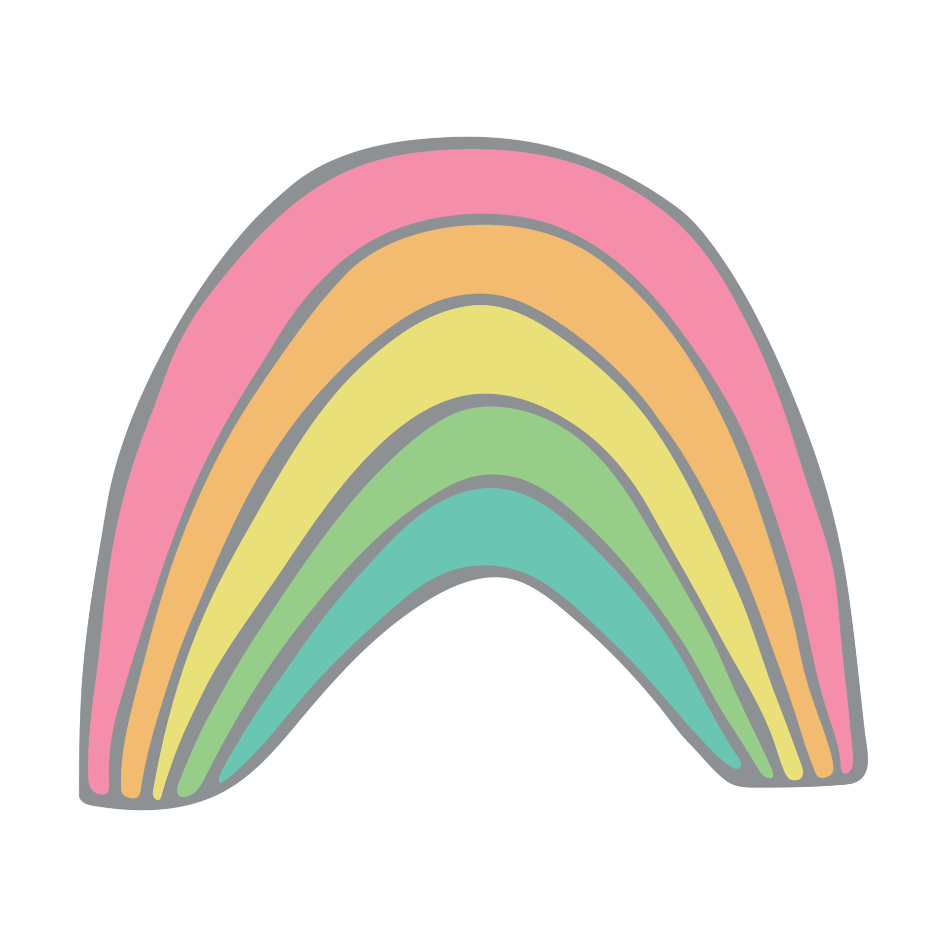 Single rainbow doodle illustration. Hand drawn clipart for card, design ...