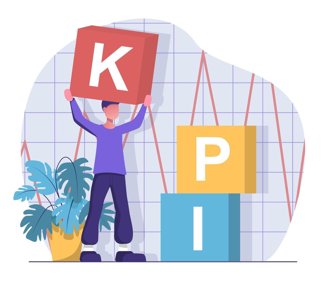 Kpi A Man Stacks The Cubes Of Key Performance Indicators 17205796