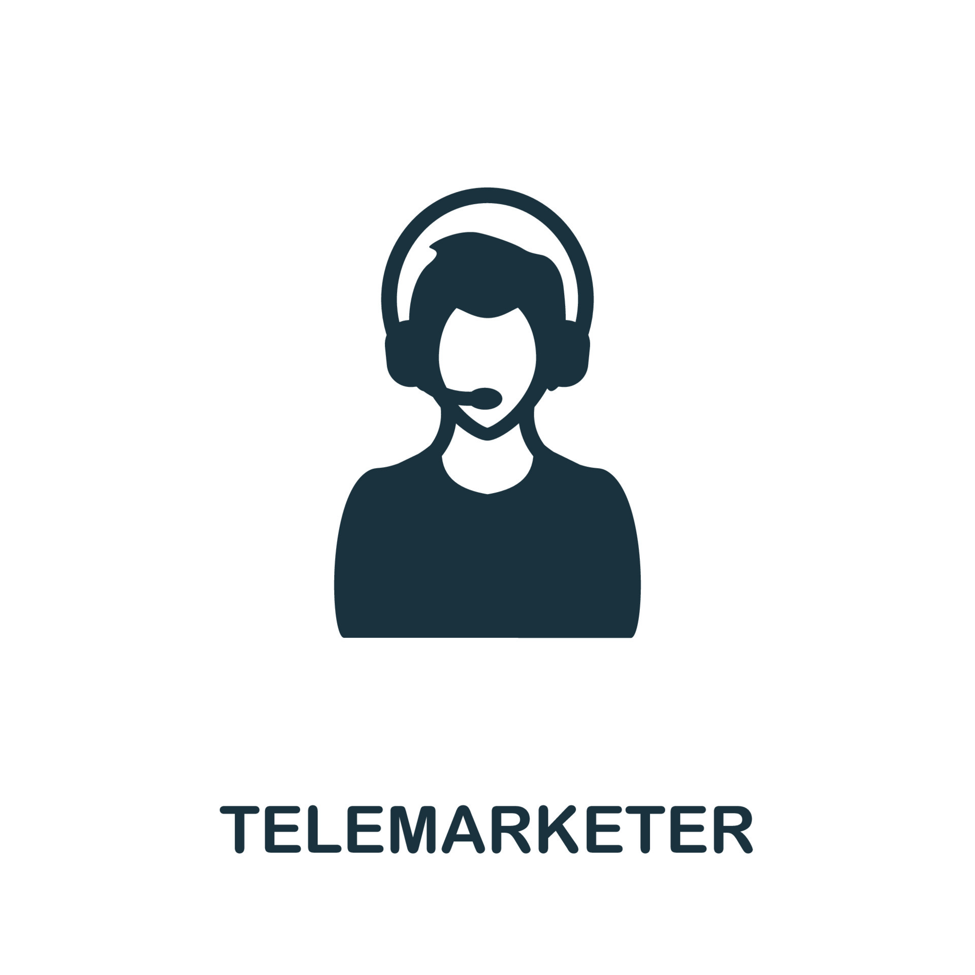 Telemarketer icon. Monochrome simple element from digital service ... Telemarketer icon. Monochrome simple element from digital service ...