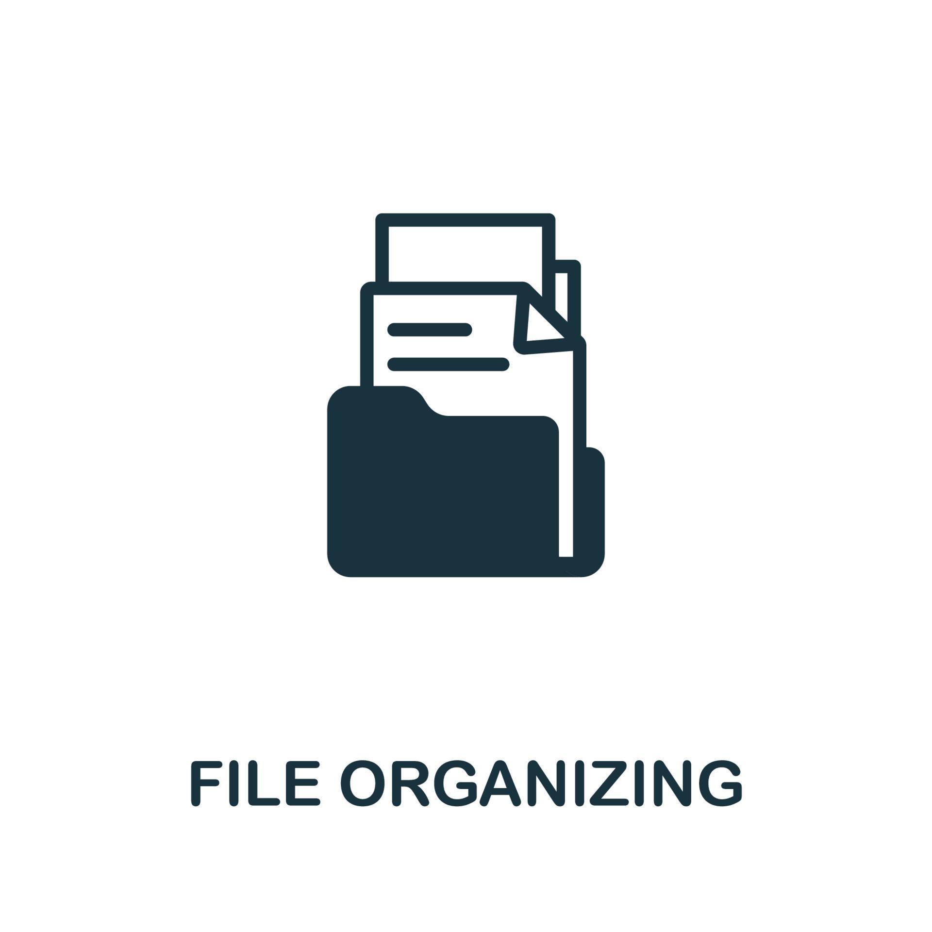 File Organizing icon. Monochrome simple element from digital service collection. Creative File ...