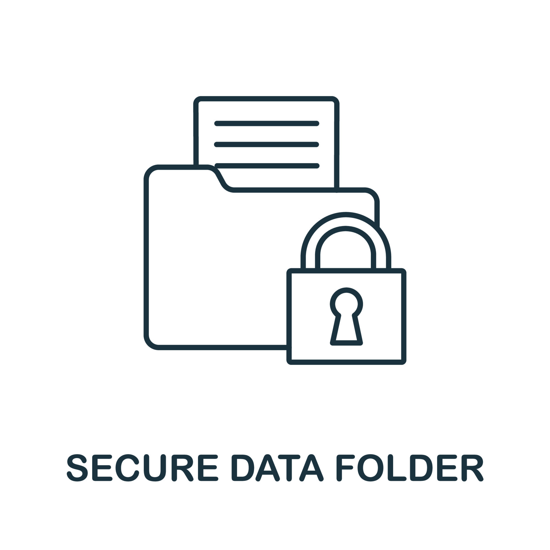 Secure Data Folder Icon From Cyber Security Collection Simple Line Secure Data Folder Icon For
