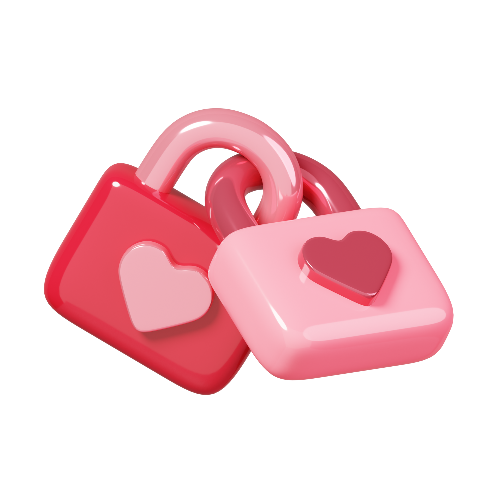 Two Locked Together Padlocks With Heart Isolated 14 February Happy Valentines Day Icon 3d
