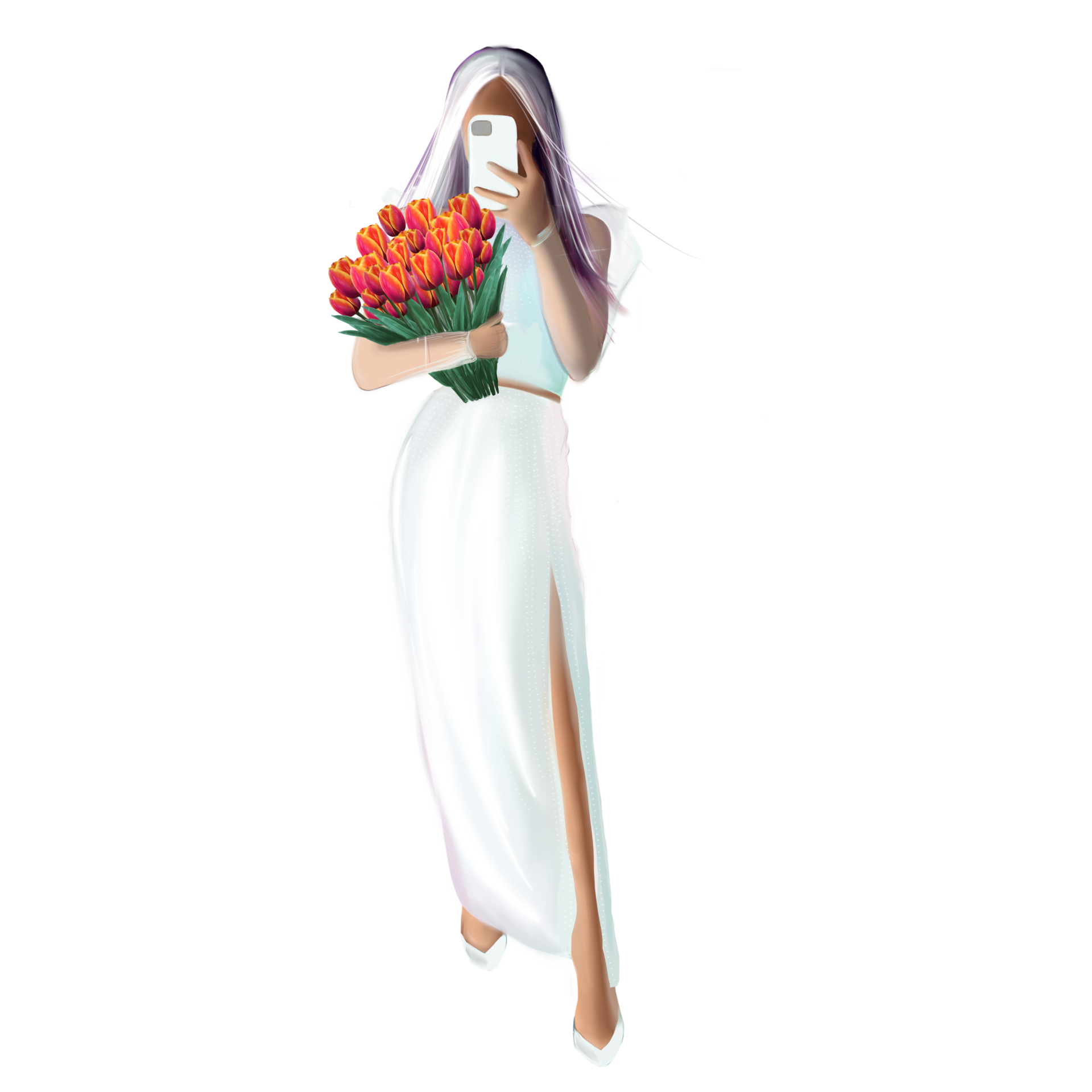 Bride In A White Wedding Dress With Flowers Makes A Selfie 17207156 PNG bride-in-a-white-wedding-dress-with-flowers-makes-a-selfie-17207156-png