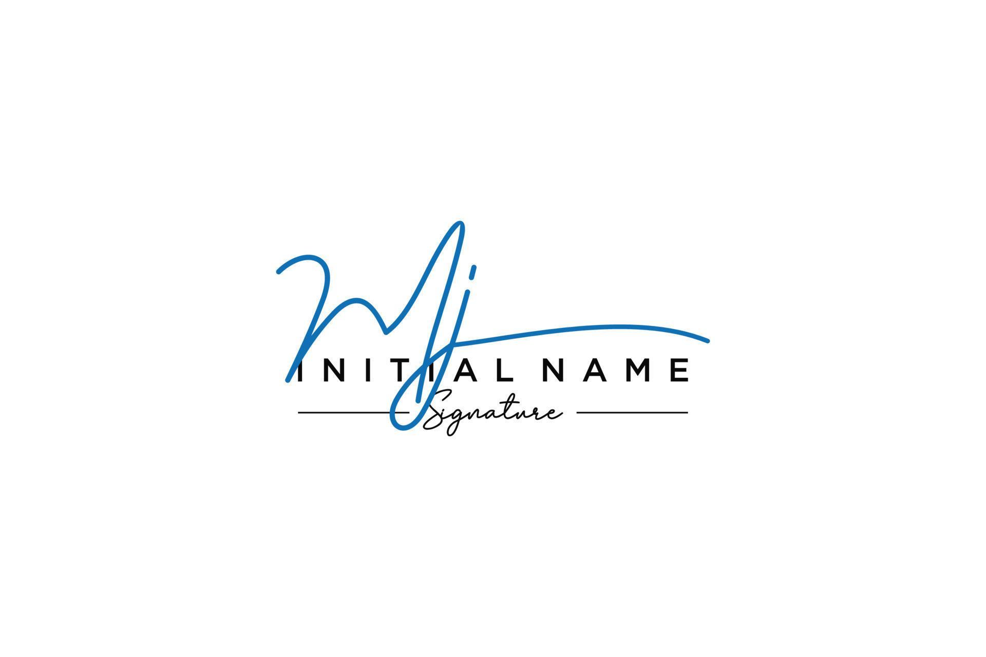 Initial MJ signature logo template vector. Hand drawn Calligraphy lettering Vector illustration ...