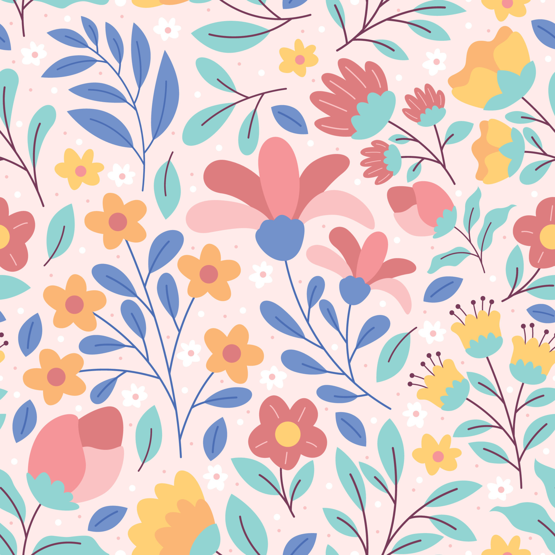 Colorful Floral And Blooming Flower Seamless Pattern 17216200 Vector ...