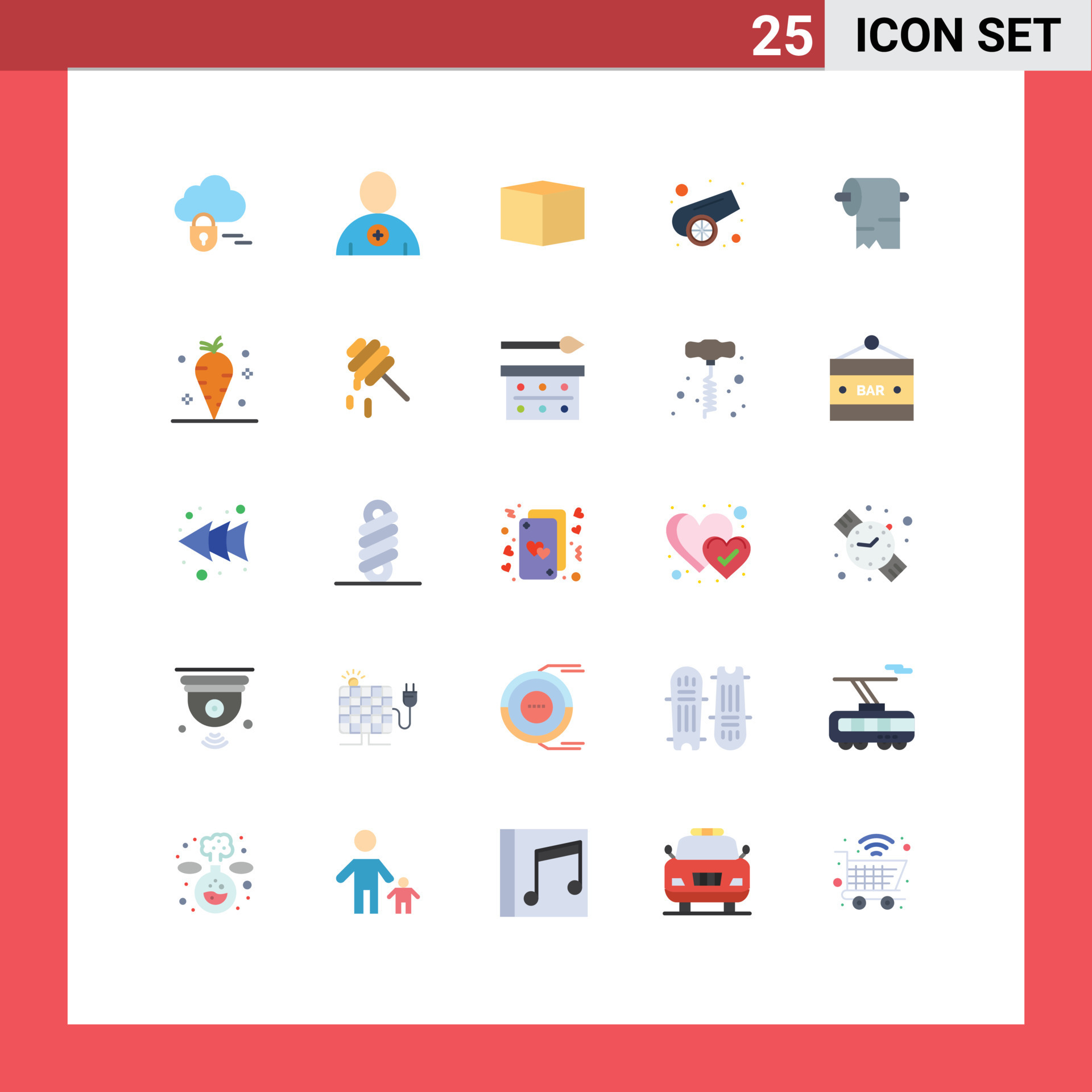 25 Universal Flat Colors Set For Web And Mobile Applications Vegetable Carrot Product Tissue