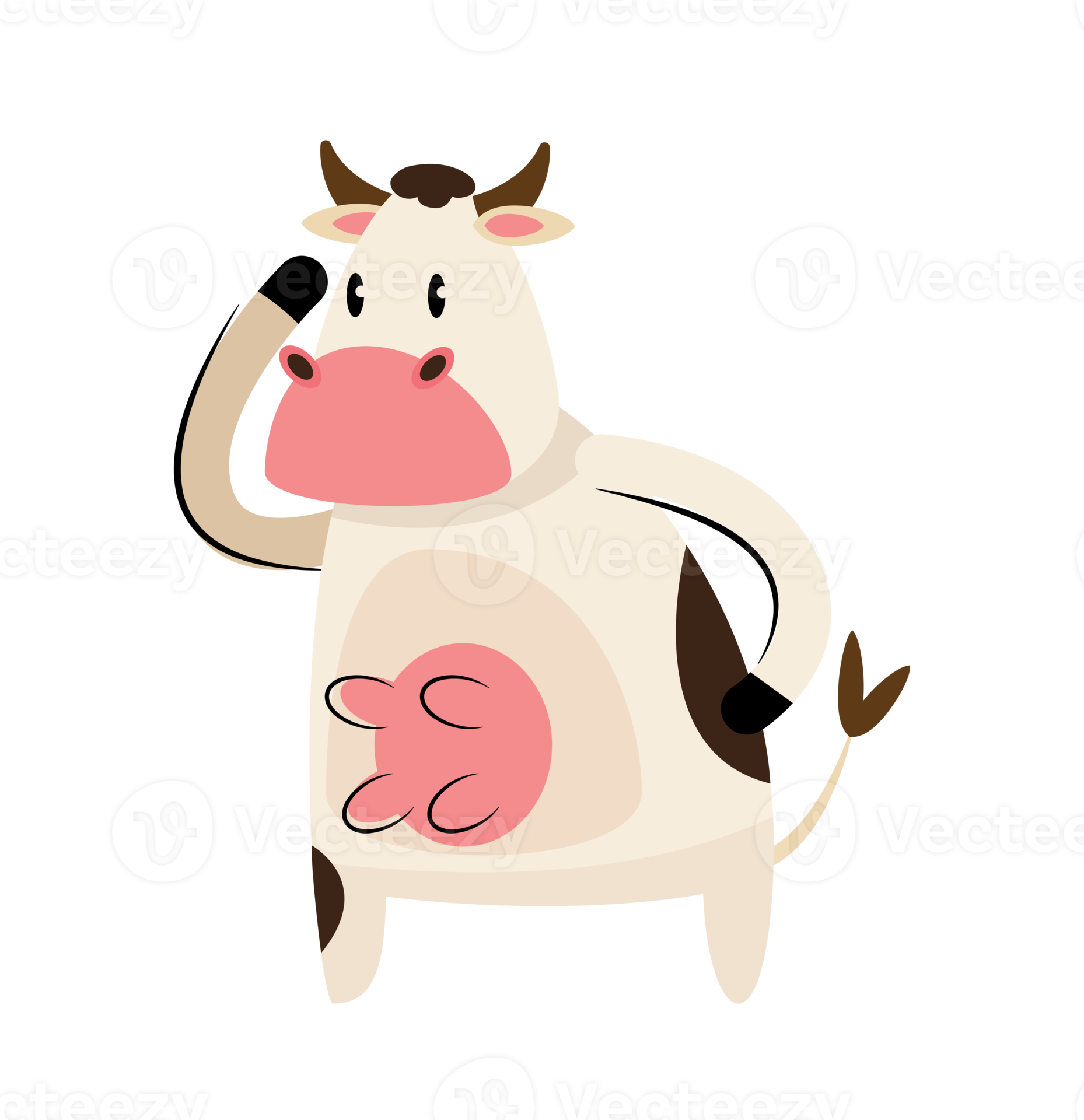 Black And White Cow Cartoon Character 17221587 Png