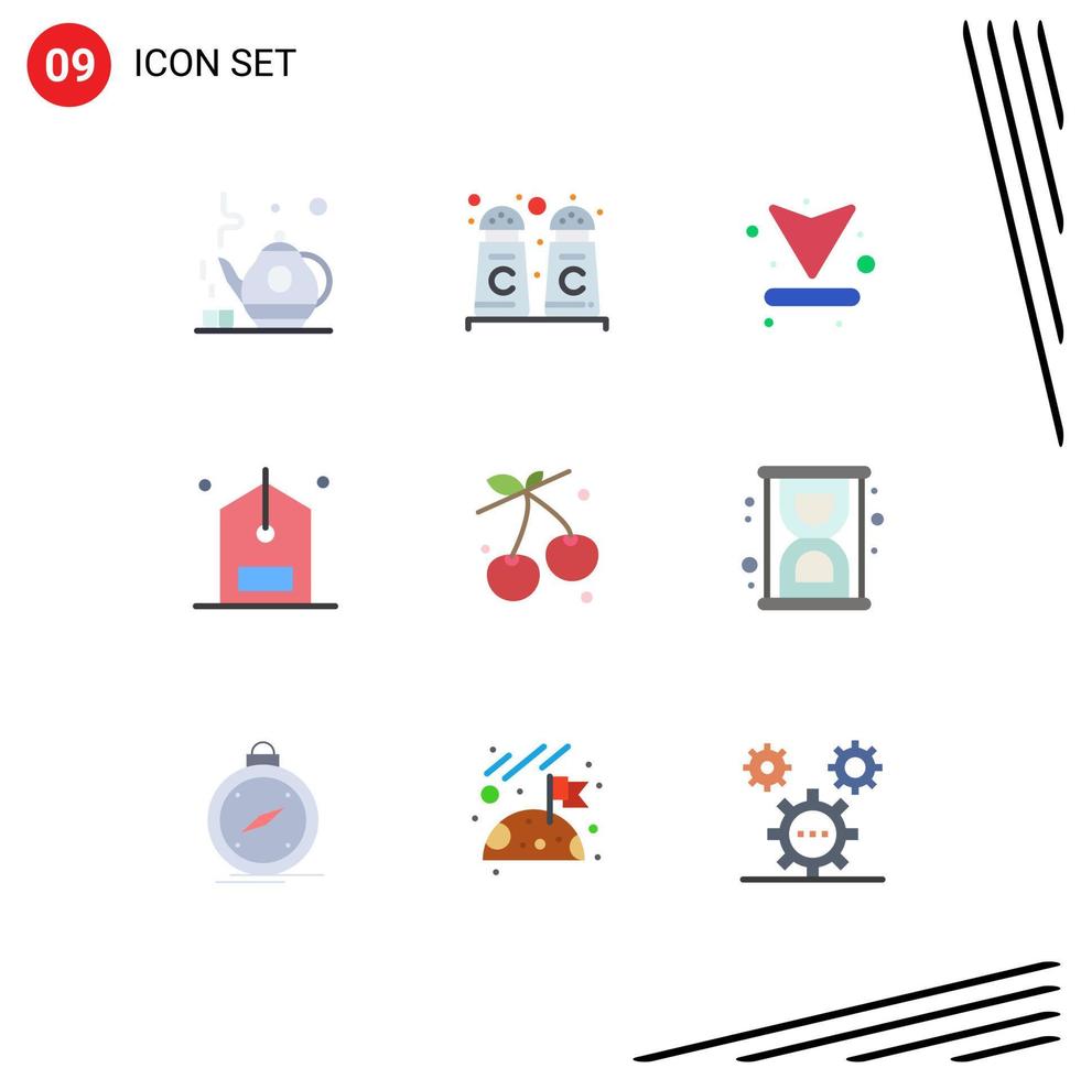 User Interface Pack Of 9 Basic Flat Colors Of Food Berry Up E Counter Editable Vector Design