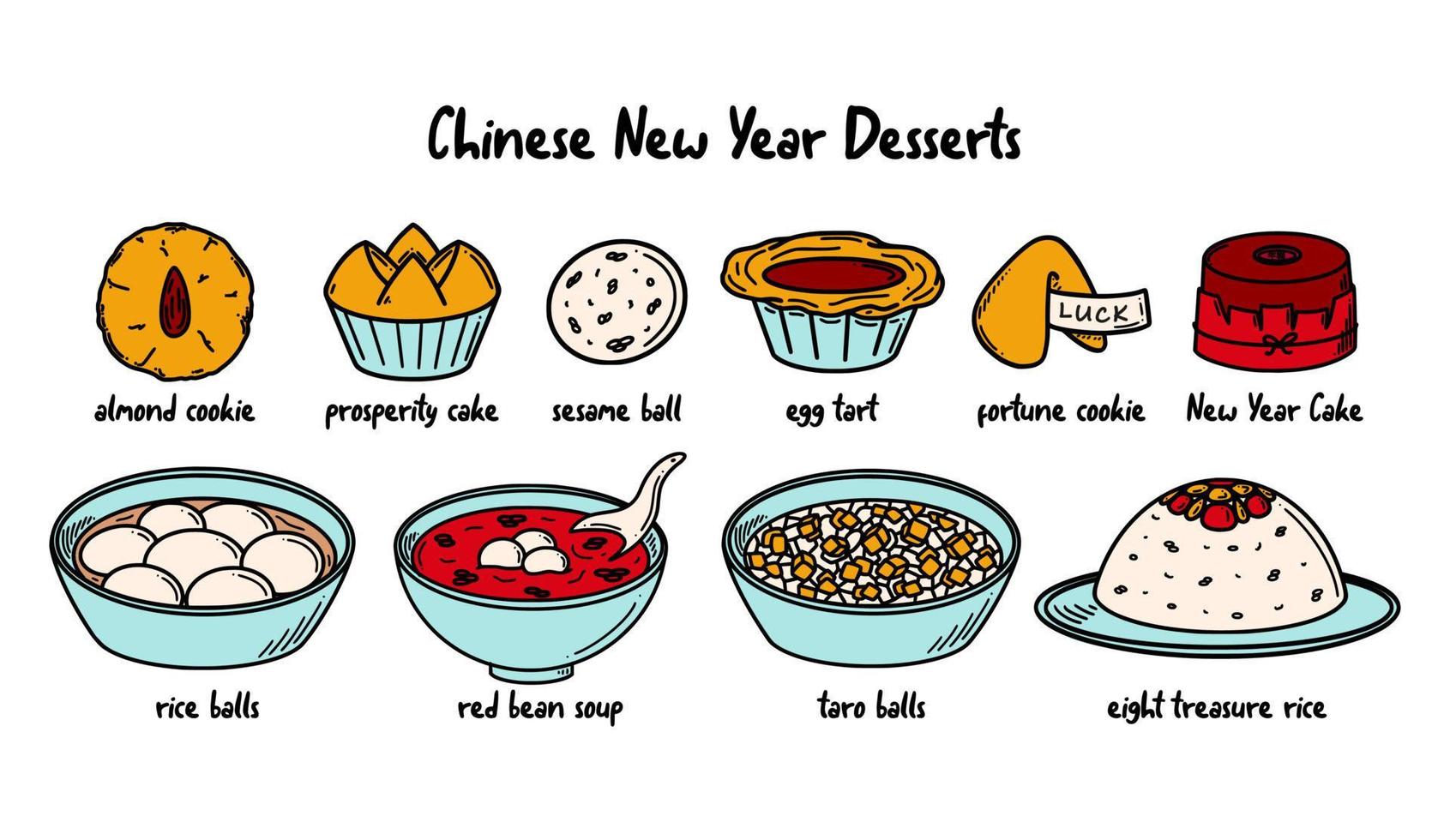 CNY celebration, Chinese New Year Desserts vector illustration 17222933 ...