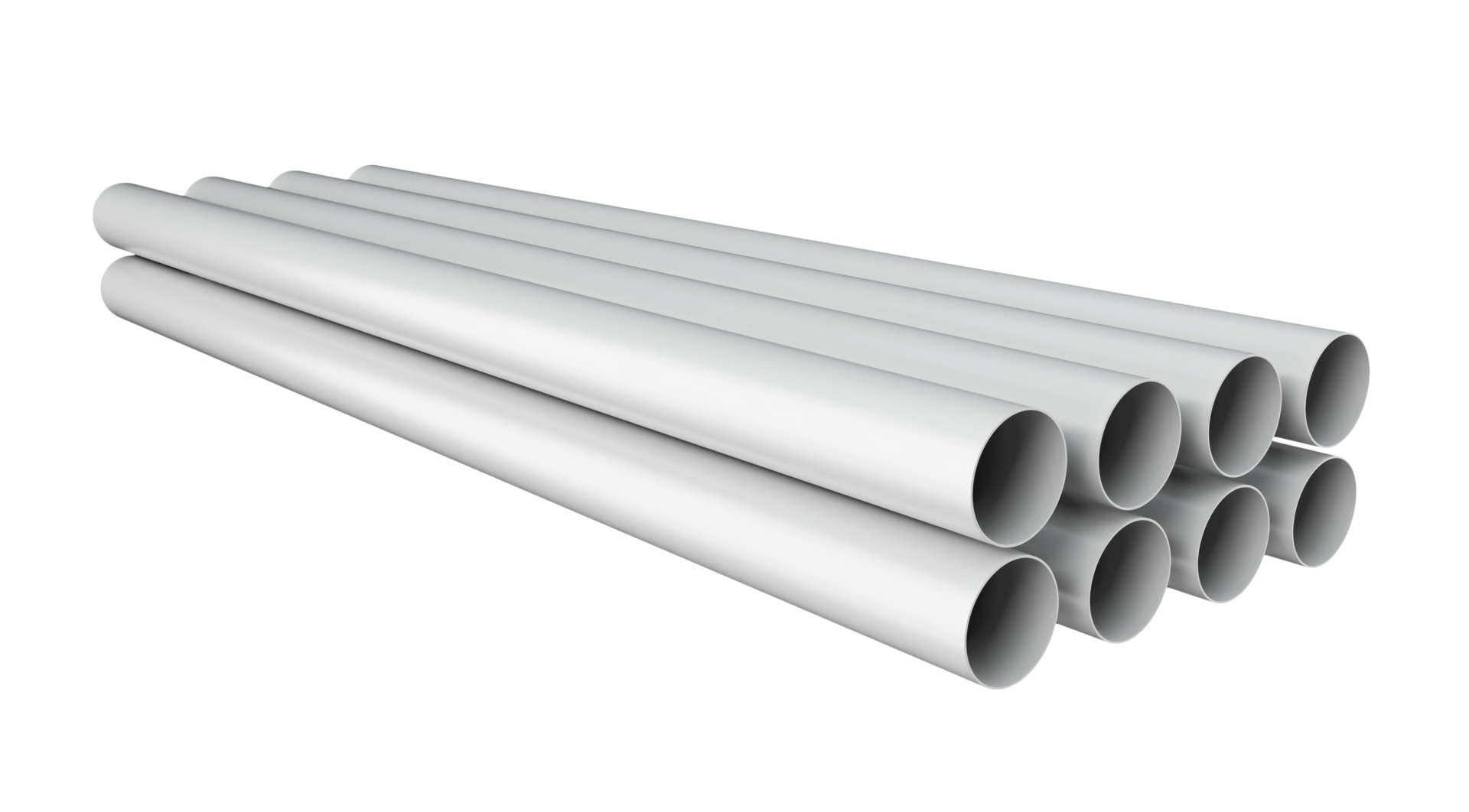PVC Pipes Stacked In Warehouse A Series Of White Tubes On Black