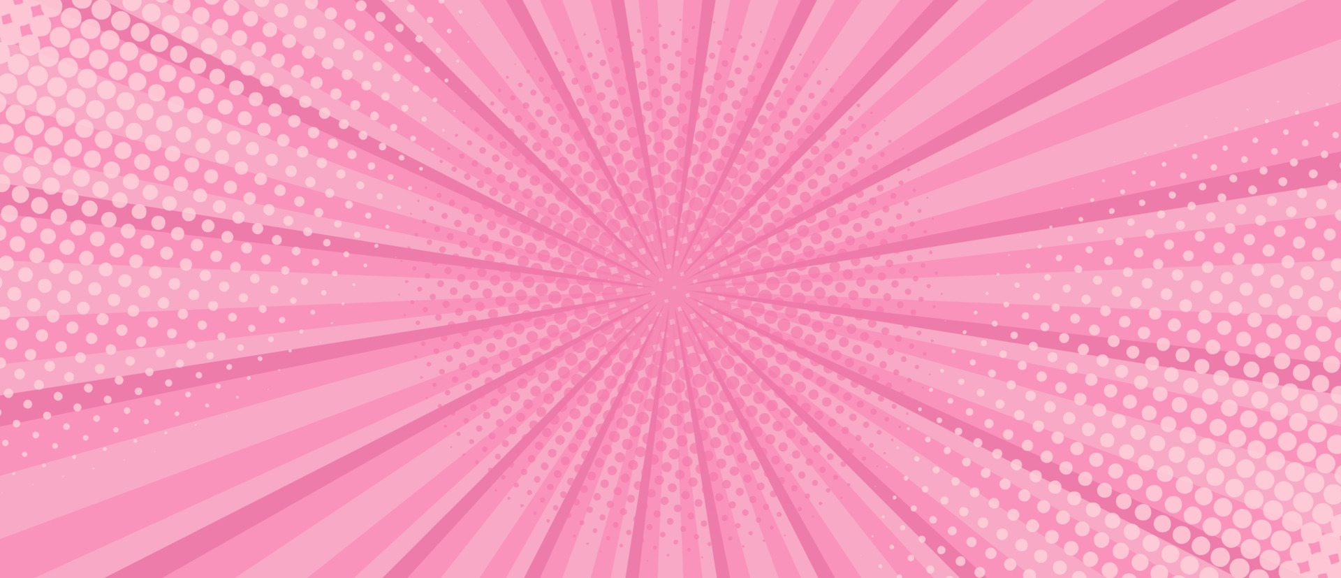 Vibrant Pink Sunburst Background Comic Halftone Style Radial Geometric
