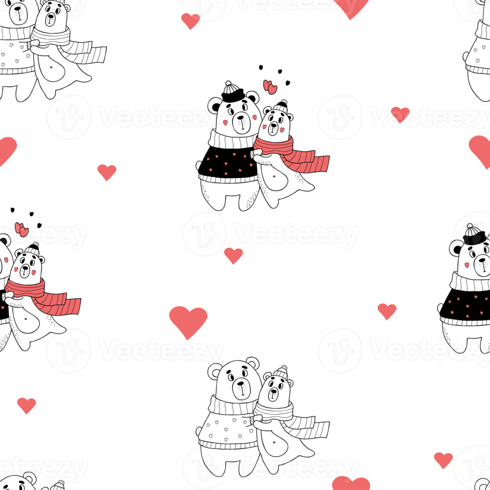 Love Seamless Pattern Cute Bears 17225771 Png