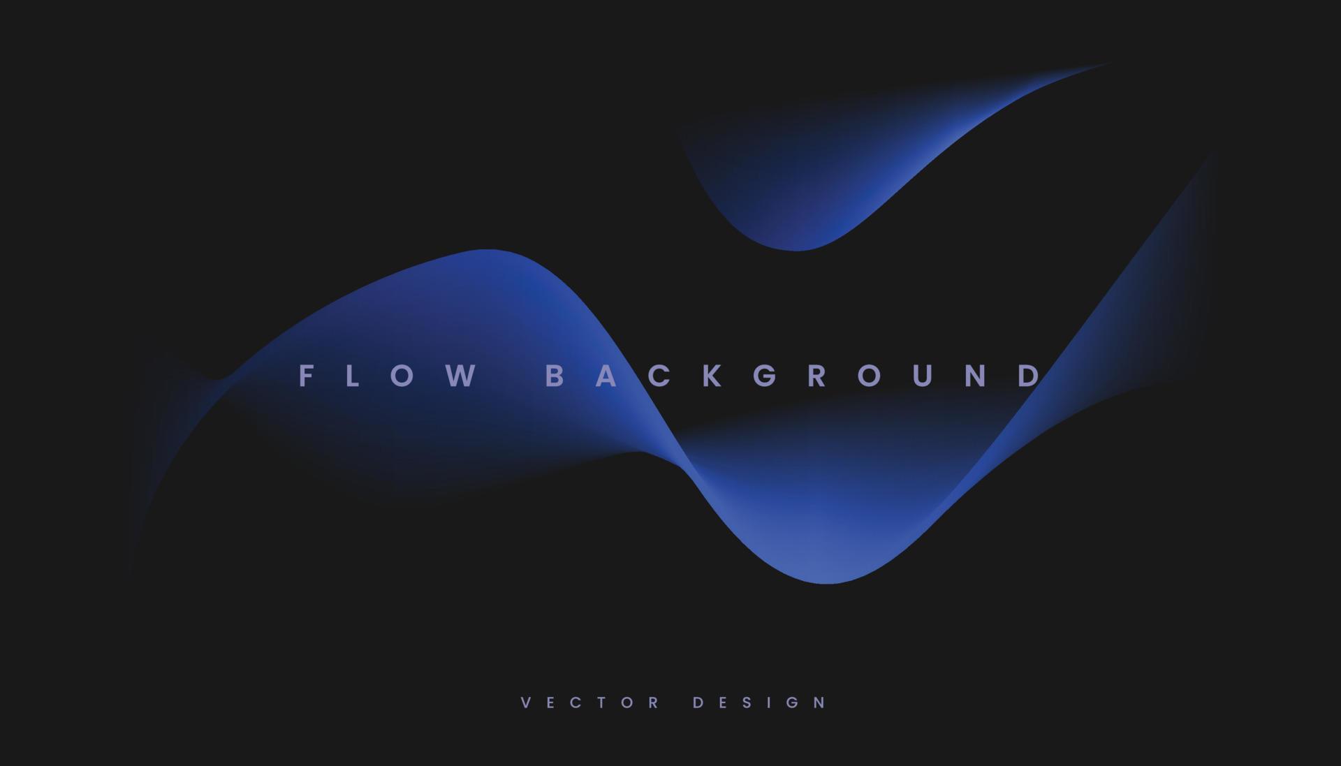 Abstract Blue Fluid Wave on Dark Background. Gradient 3d Flow Liquid ...