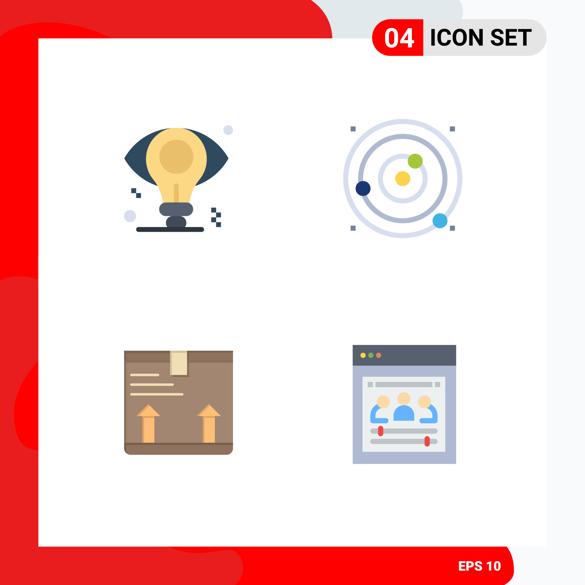 Pictogram Set of 4 Simple Flat Icons of business deliver idea planets ...