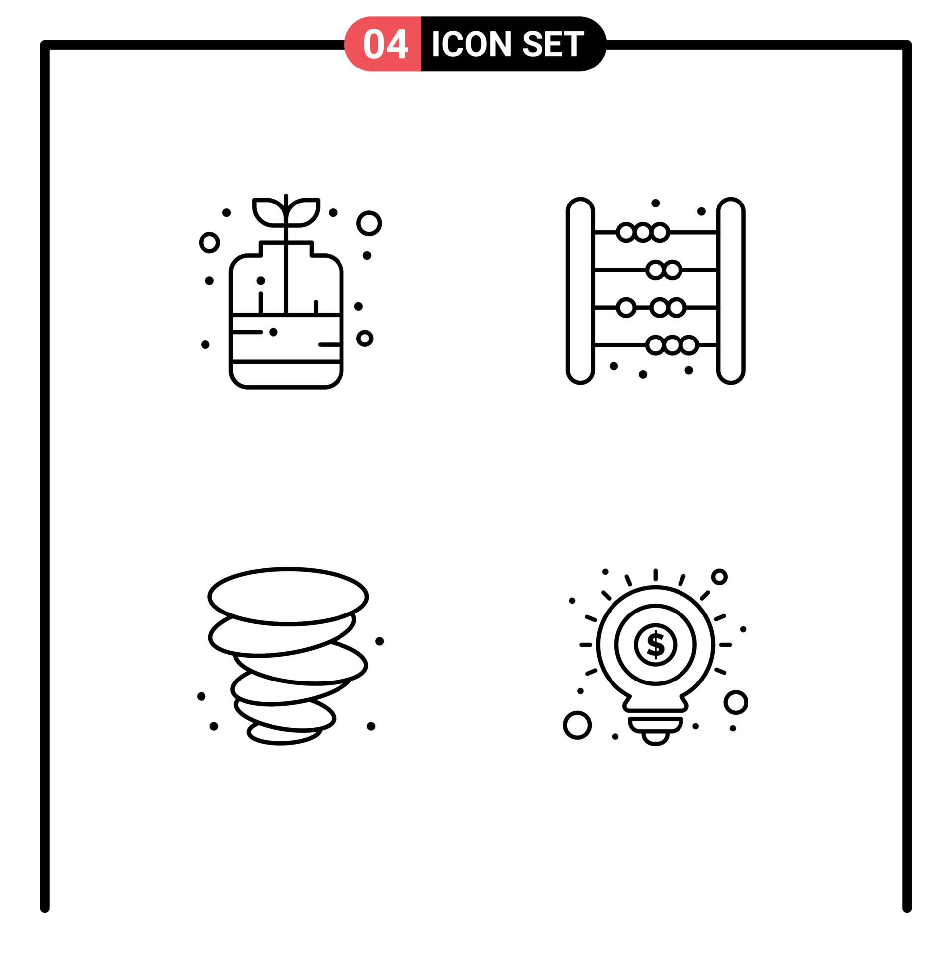 User Interface Pack Of 4 Basic Filledline Flat Colors Of Bottle Storm Growth Game Wind Editable