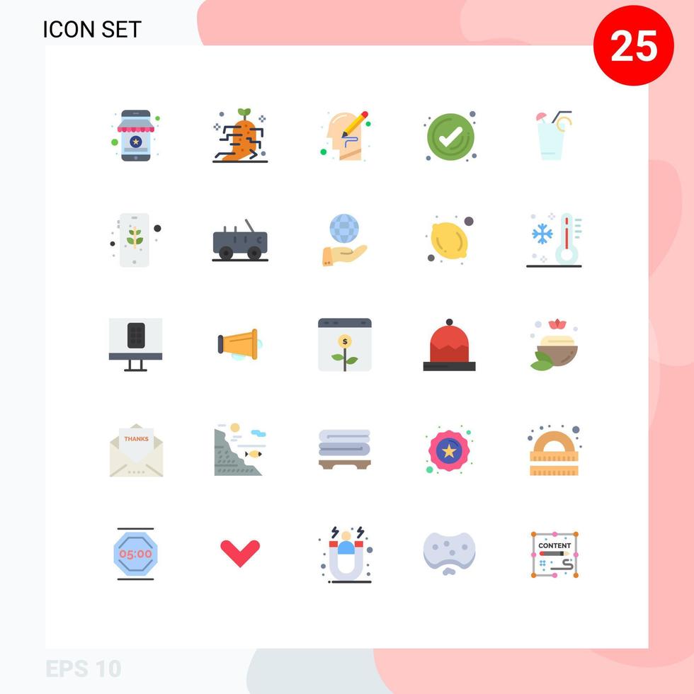 25 Universal Flat Colors Set For Web And Mobile Applications Check Management Therapy Business