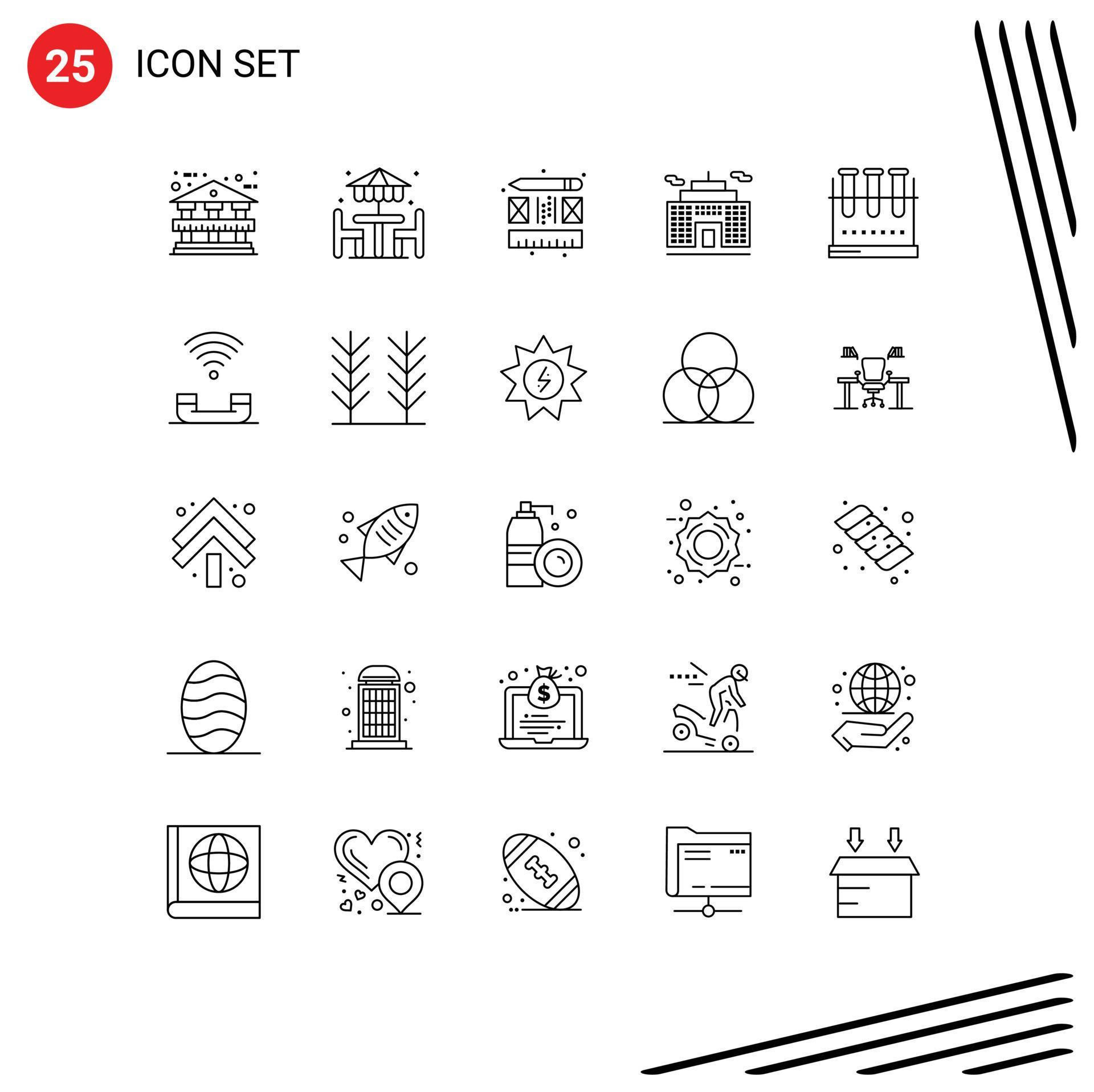 Group Of 25 Modern Lines Set For Test Tube Lab Flask Process Erlenmeyer Flask Corporation