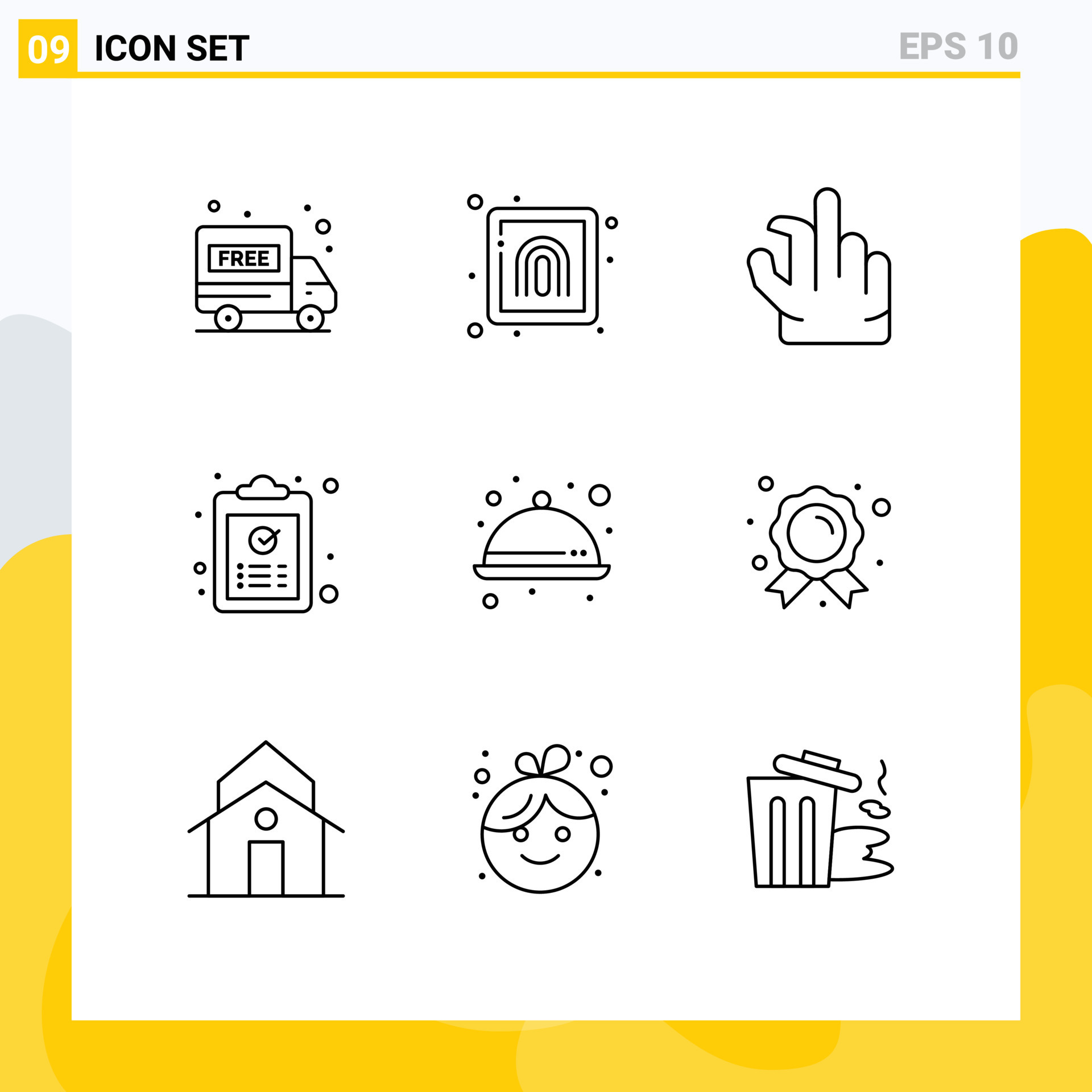 Group Of 9 Outlines Signs And Symbols For Meal Food Pinch Task Ok Editable Vector Design 7523