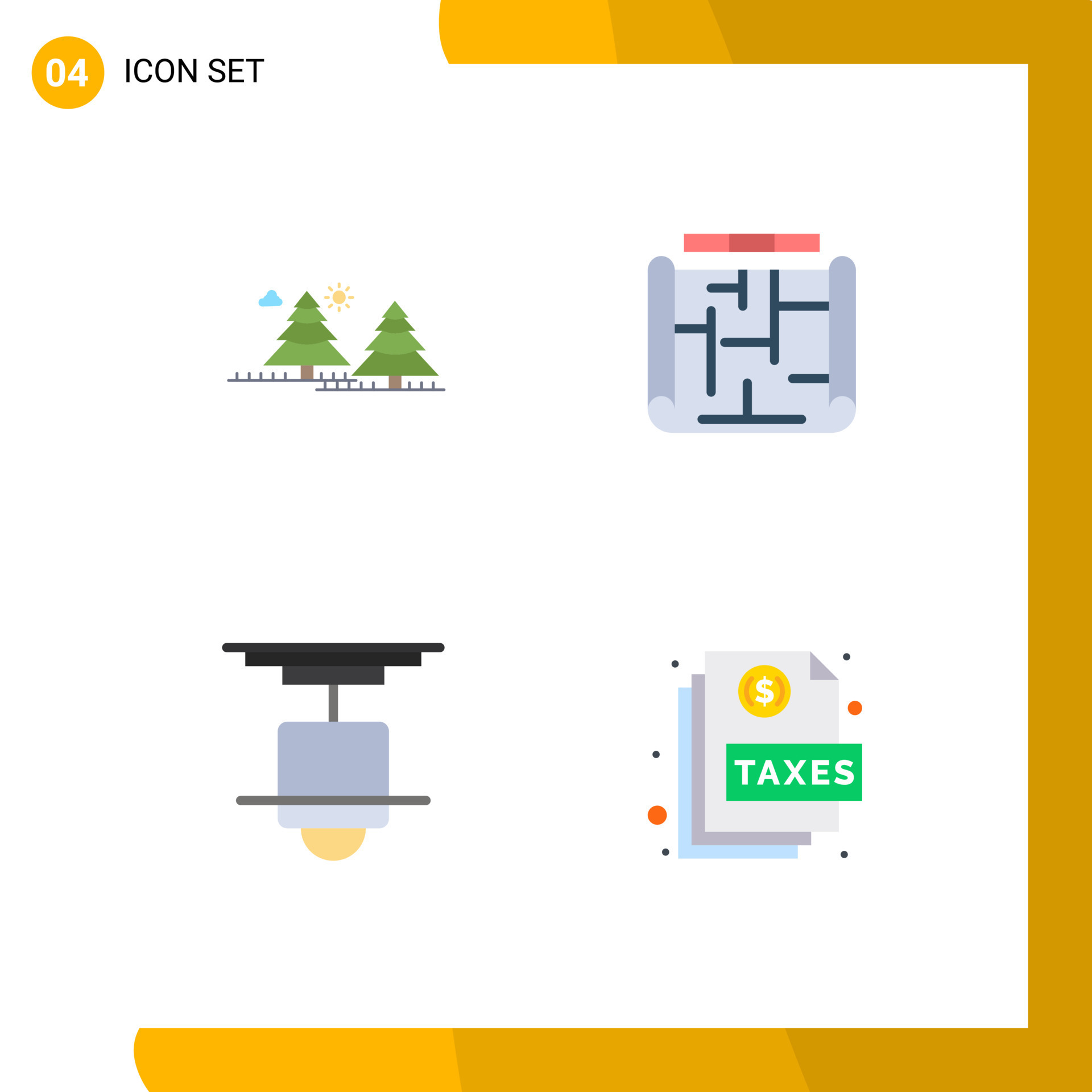 4 Universal Flat Icons Set For Web And Mobile Applications Forest Decor
