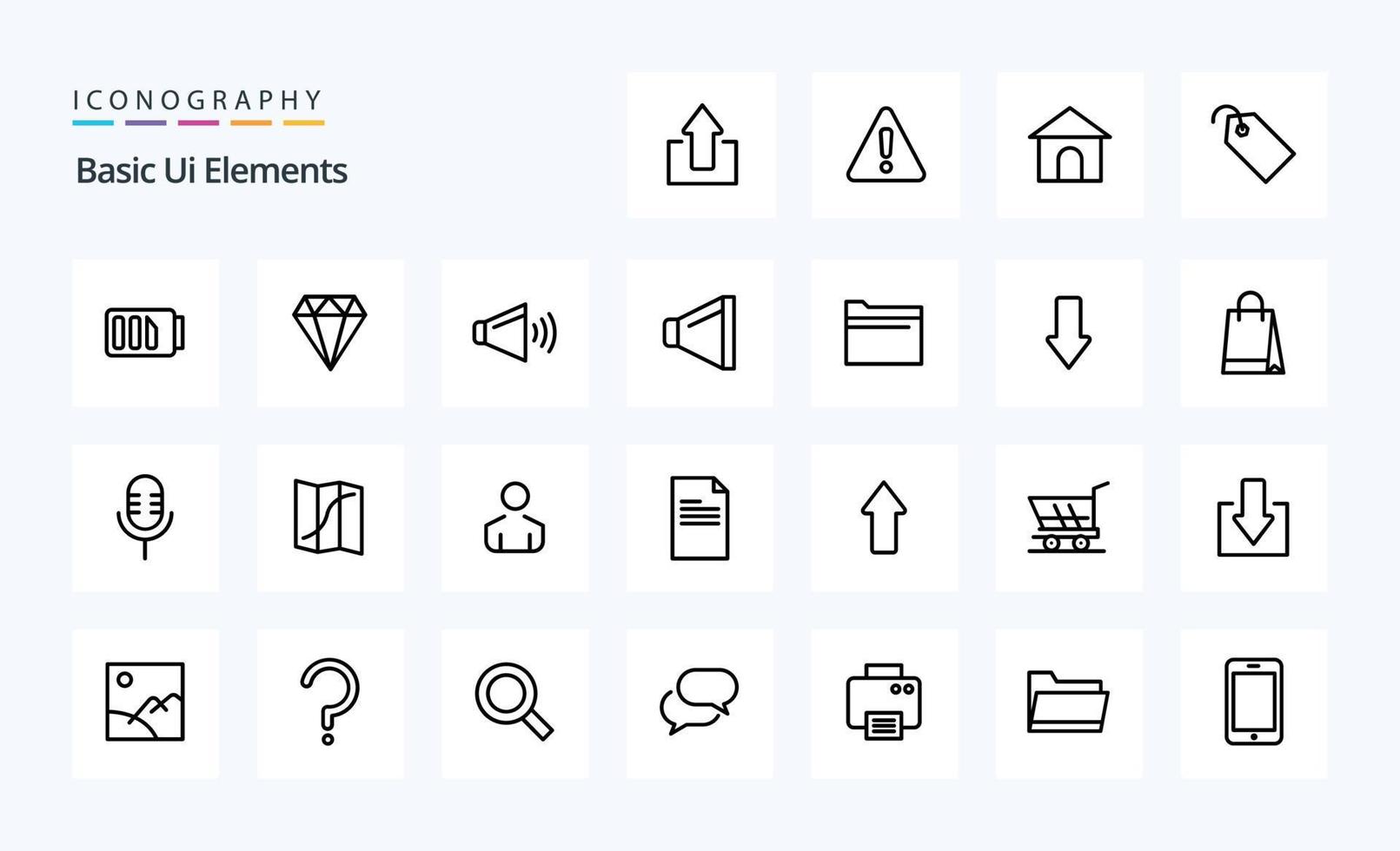 25 Basic Ui Elements Line Icon Pack 17234711 Vector Art At Vecteezy