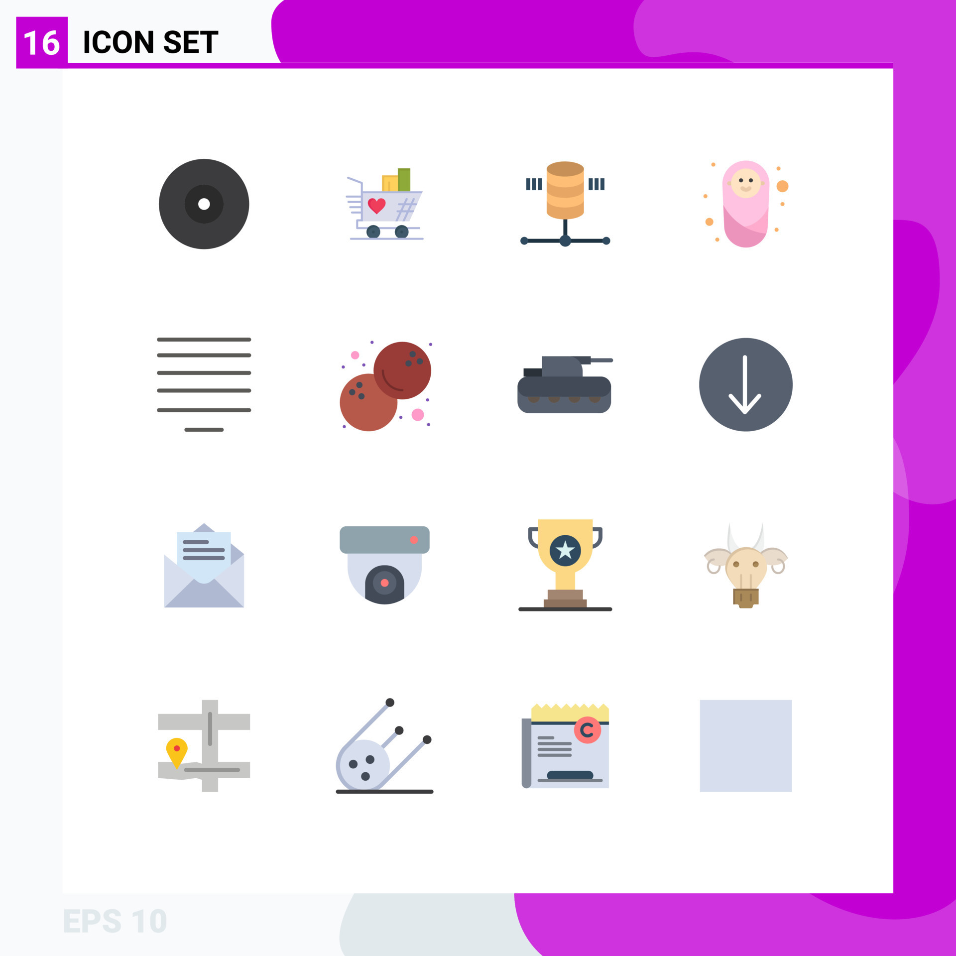 16 User Interface Flat Color Pack Of Modern Signs And Symbols Of Center Protection Computing